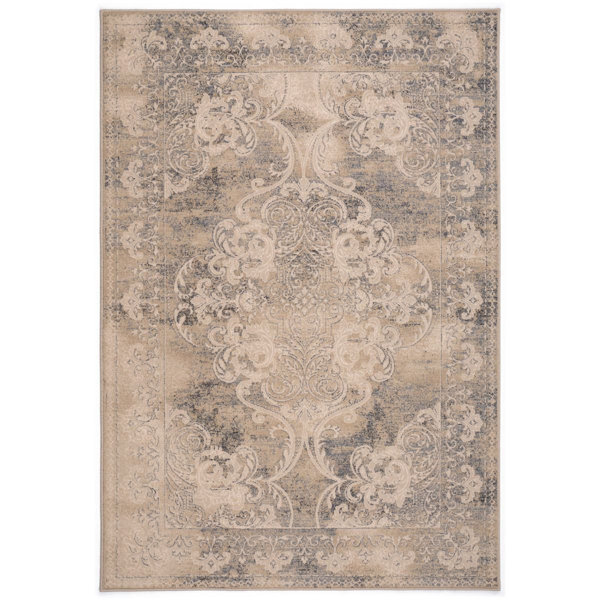 Ashanti Rugs Moldabela Floral Machine Woven Grey Area Rug | Wayfair.co.uk