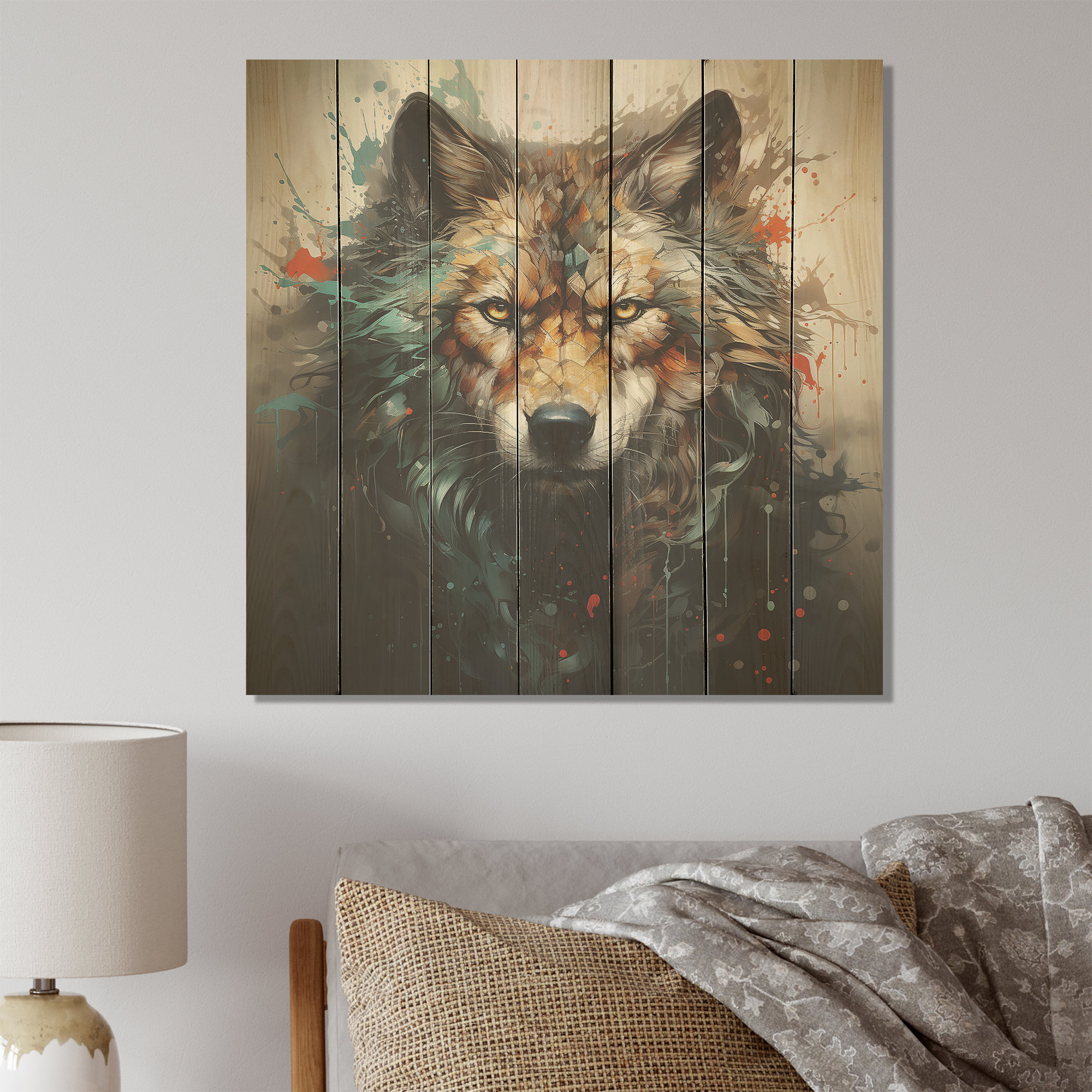 Millwood Pines Solitude Wolf Portrait I - Wolf Animal On Wood Print ...