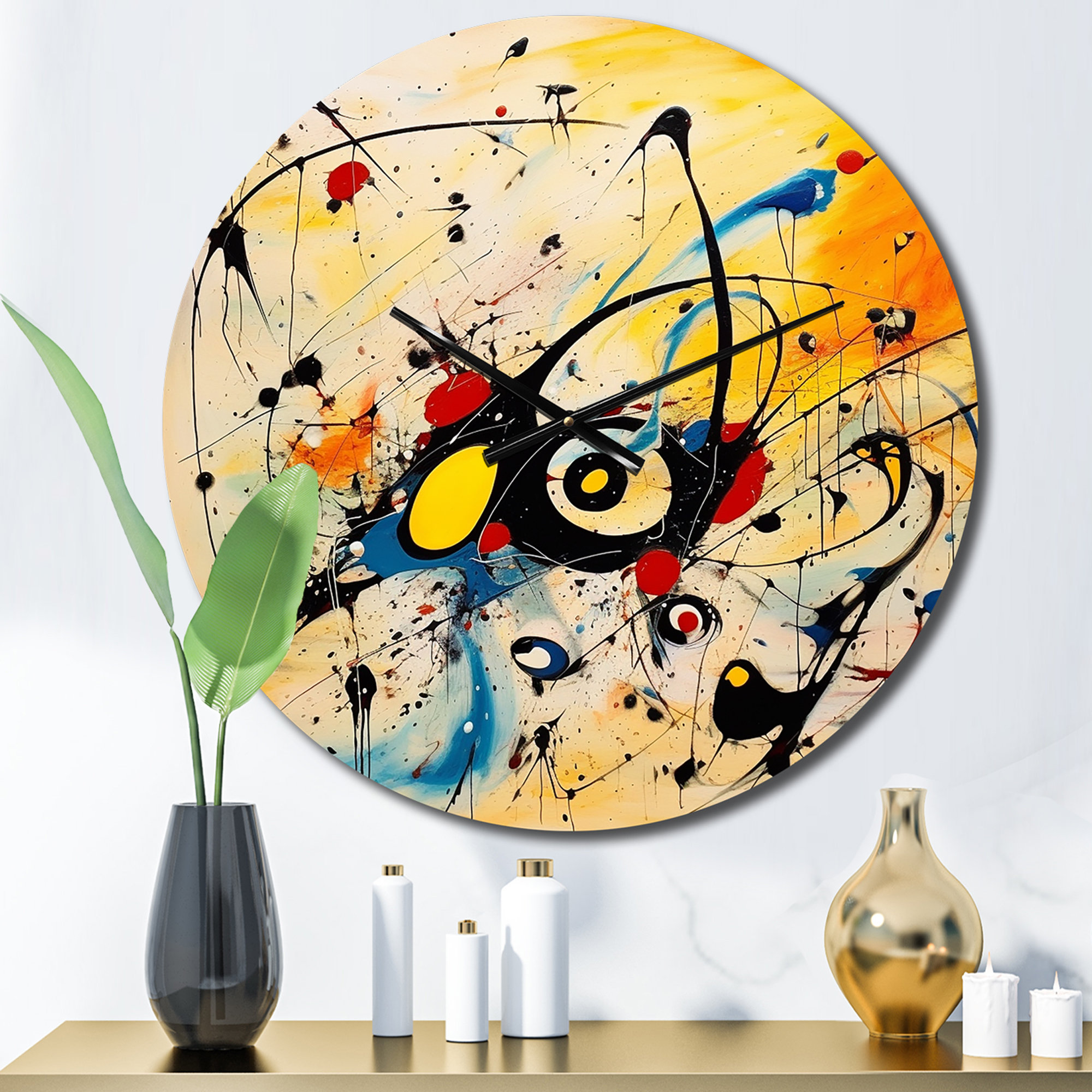 Design Art All That Jazz Colourful Joy I - Abstract Collages Wall Clock ...
