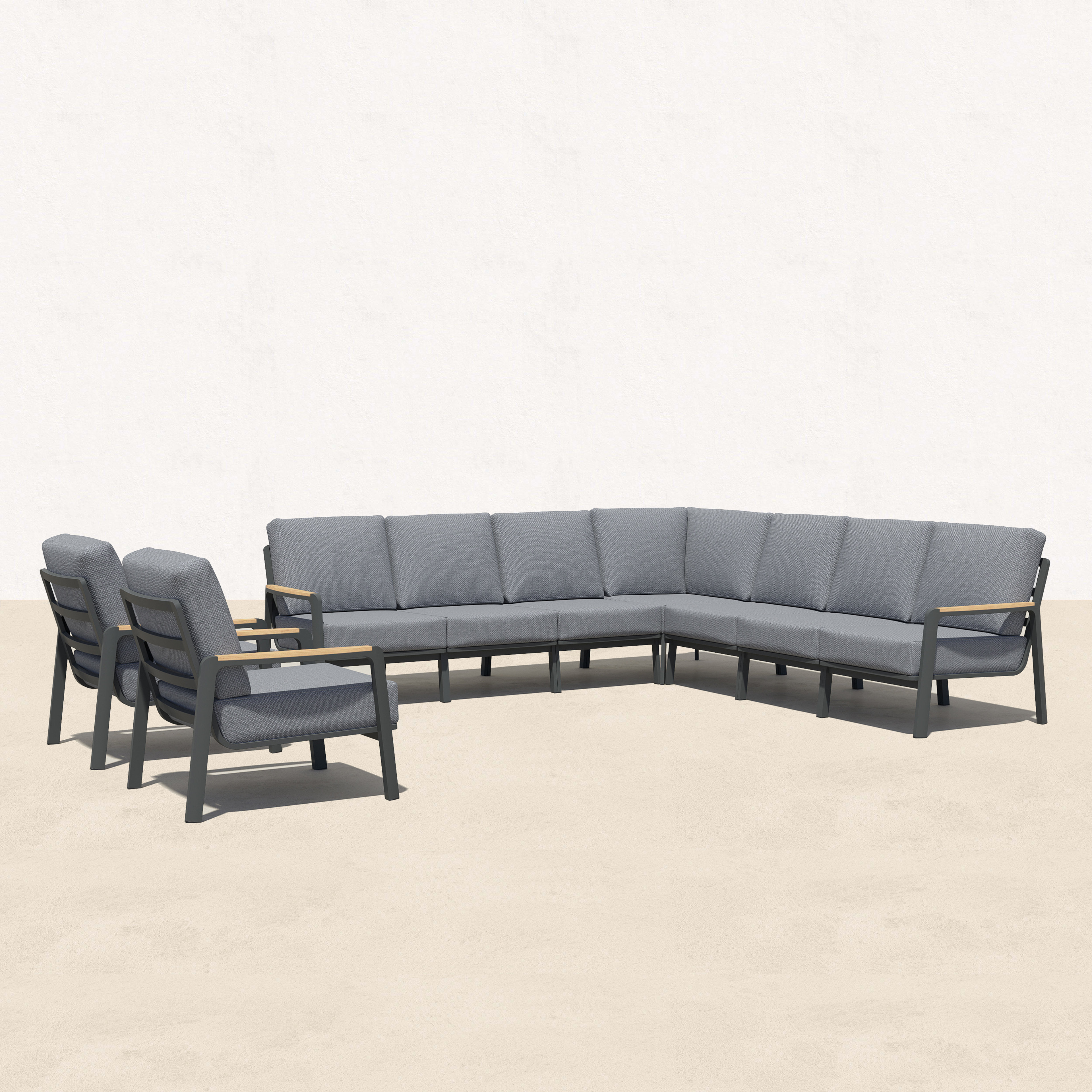 AllModern Norrell Metal 8 - Person Seating Group with Cushions ...