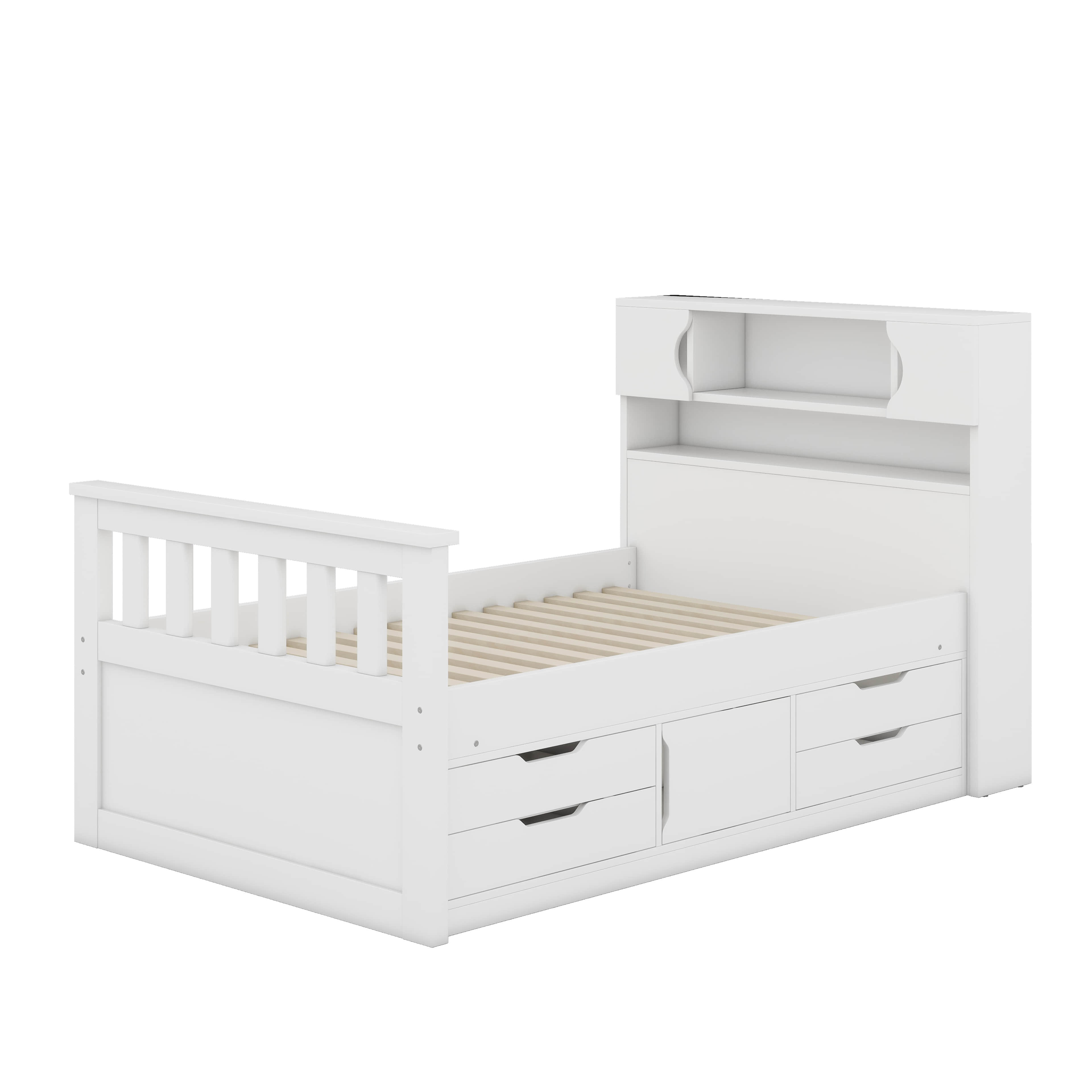 Lark Manor™ Twin Size Captain Platform Bed Frame With Storage Bookcases ...