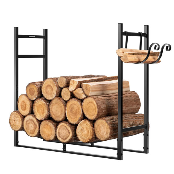 17 Stories Heavy Duty Firewood Storage Log Rack With Kindling Holder ...