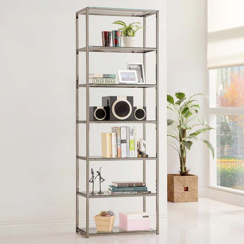 Corrigan Studio® Black Nickel 6-Tier Bookcase | Wayfair