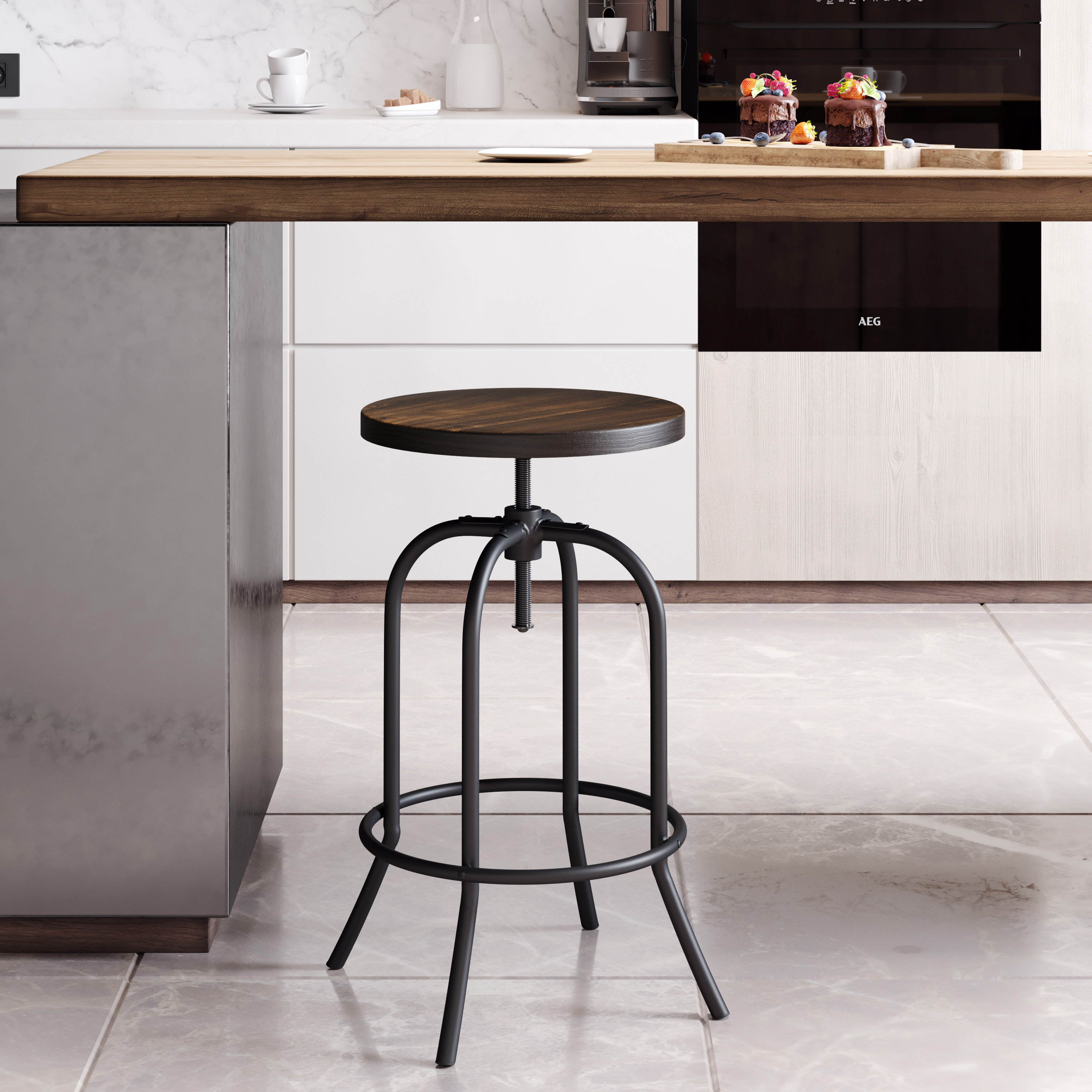 Williston Forge Washington Swivel Bar Stool – Adjustable Backless Stool ...