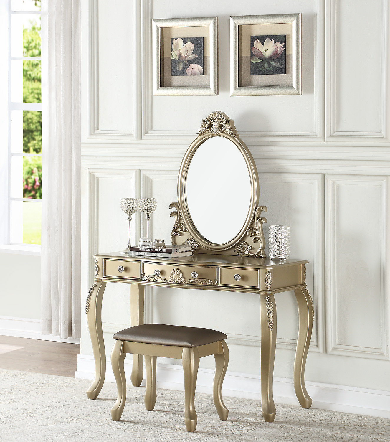House of Hampton® Daryell Vanity Set with Stool and Mirror & Reviews ...