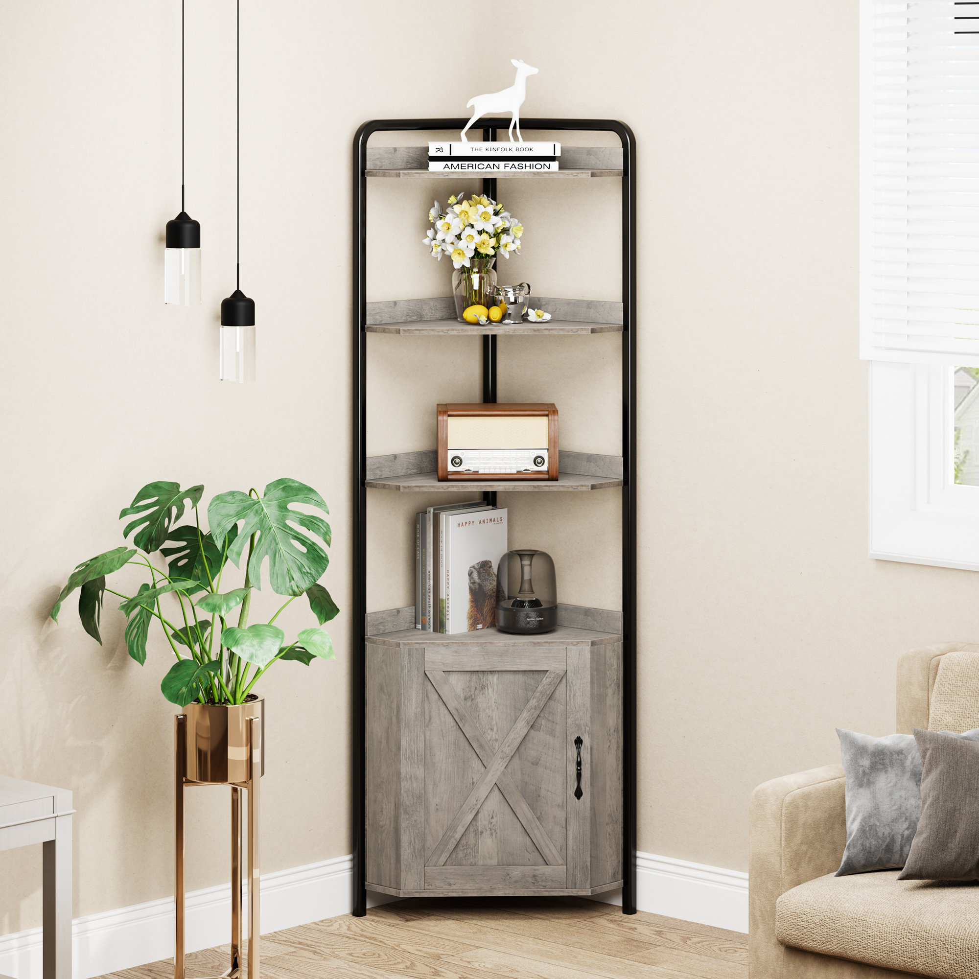 Gracie Oaks Zissel Corner Bookcase & Reviews | Wayfair