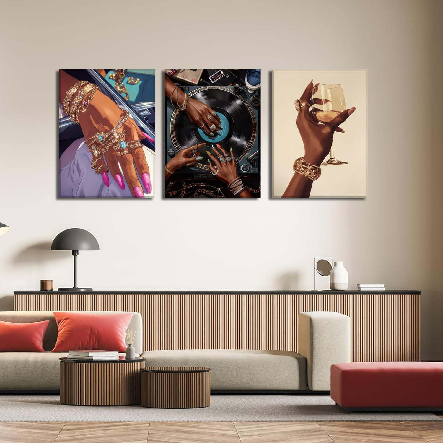 Mercer41 Black Woman Wall Art Set Of 3, Trendy African American Women Wall Decor Black Girl Song ...