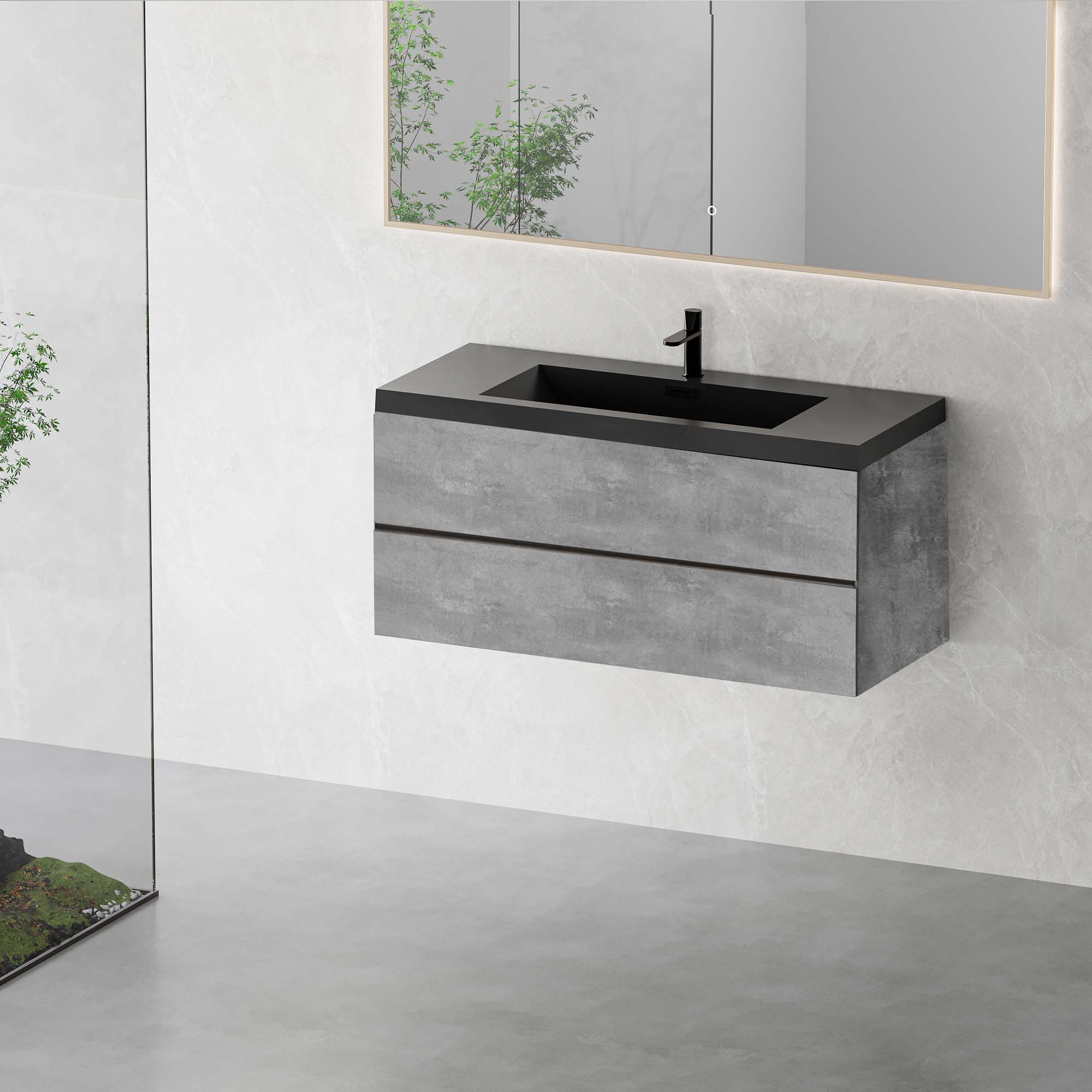 Ebern Designs Floating Bathroom Vanity With Sink, Modern Wall-Mounted ...