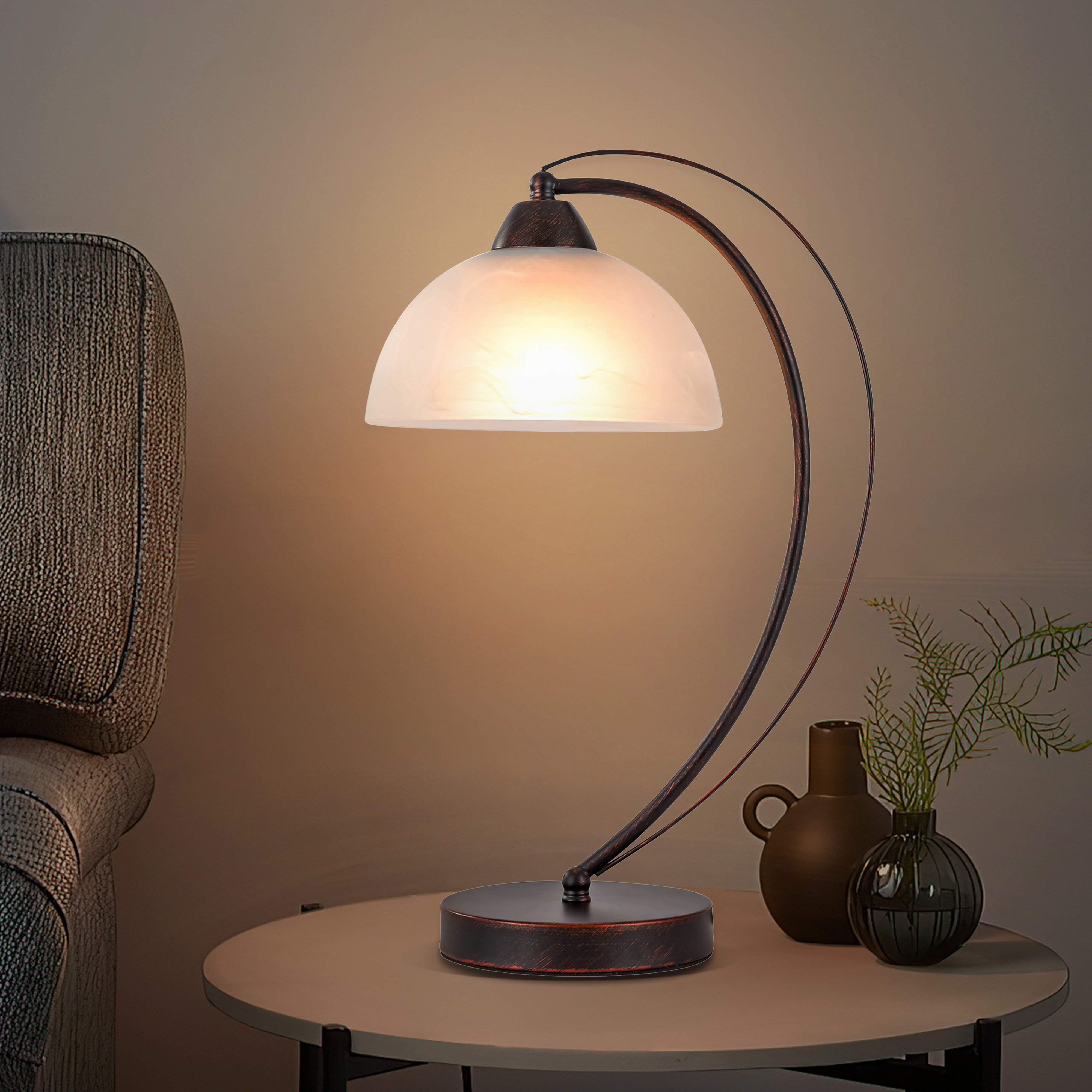 Red Barrel Studio® Dametre Arched Lamp Night Table for Bedside ...