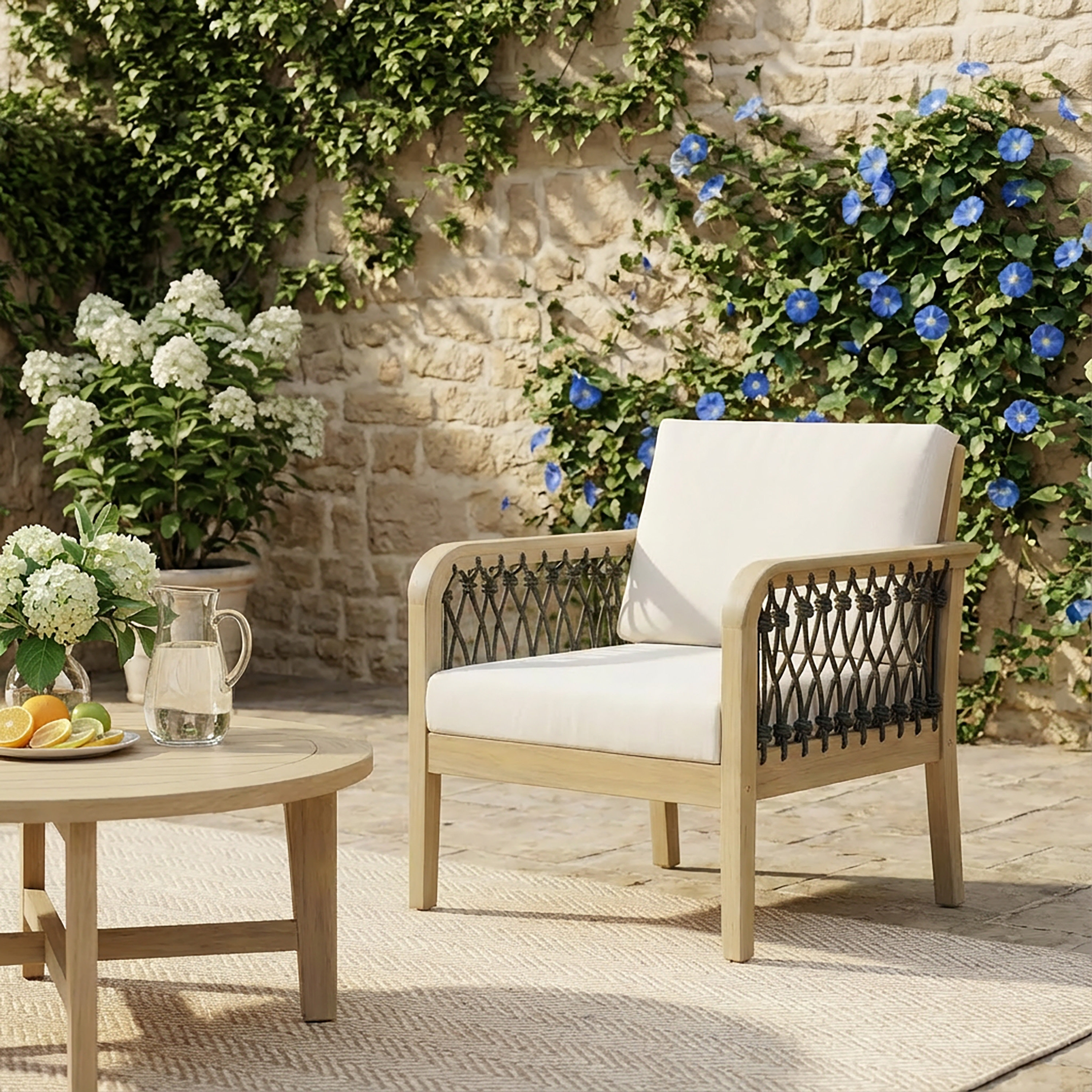The Holiday Aisle® Giorgi Outdoor Acacia Wood Lounge Chair With ...