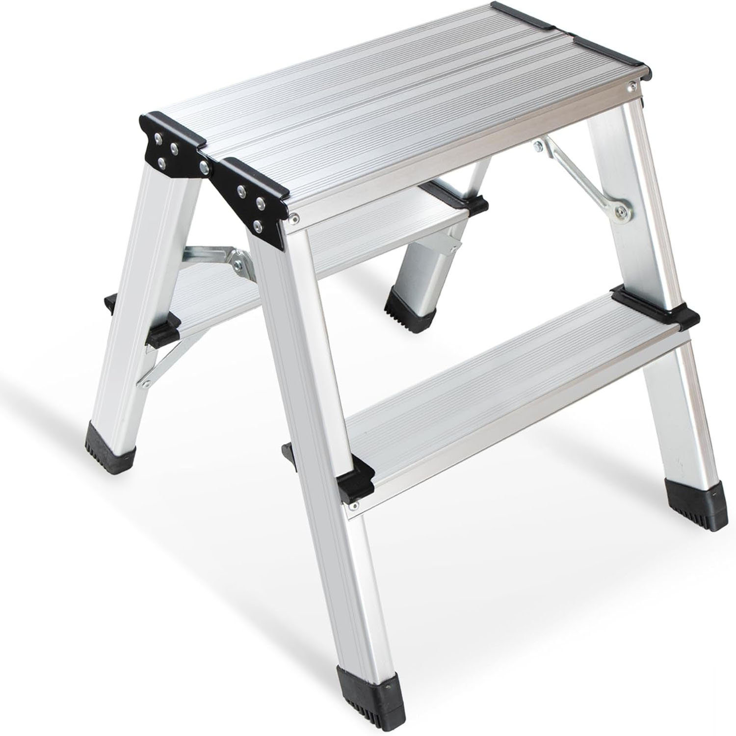 Latitude Run® 2 Step Ladder, Aluminum Folding Step Ladder, Portable ...