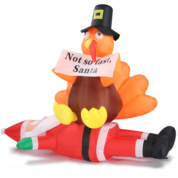 The Holiday Aisle® 4.9 Ft Lighted Turkey Santa Claus Christmas ...
