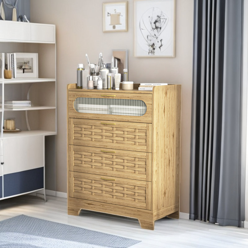 Millwood Pines Damitra Modern Double Dresser with 4 Wide Drawers | Wayfair