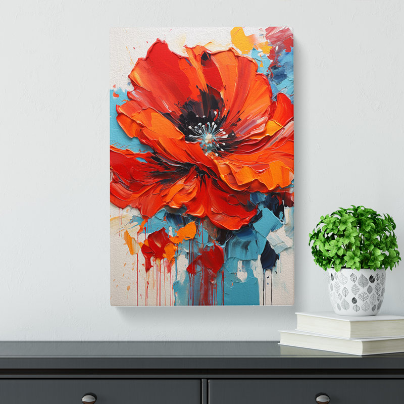 Marlow Home Co. Poppy Flower Action Painting No.3 - Wrapped Canvas ...
