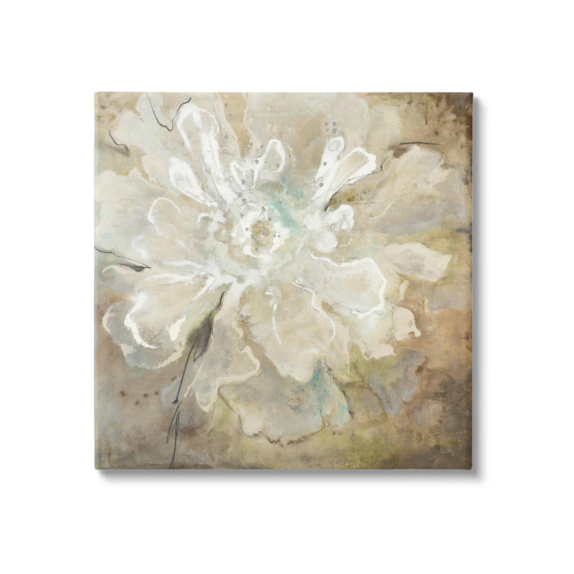 Stupell Industries Rustic Brown Flower Canvas Wall Art Design by Liz ...