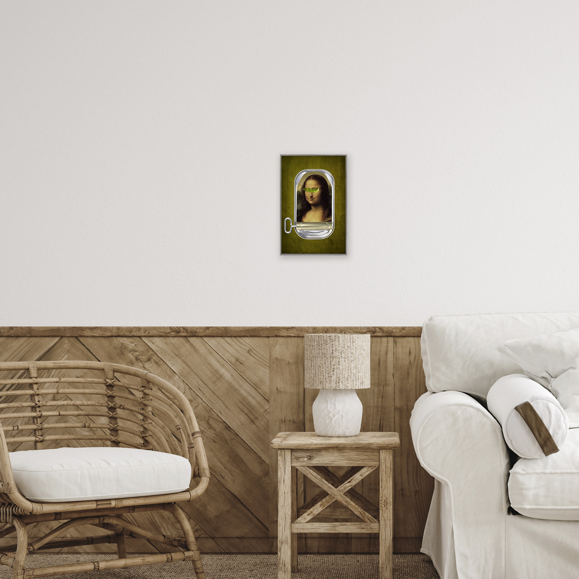 Ebern Designs Canned Mona Lisa Framed Giclee, design by Elo Marc | Wayfair