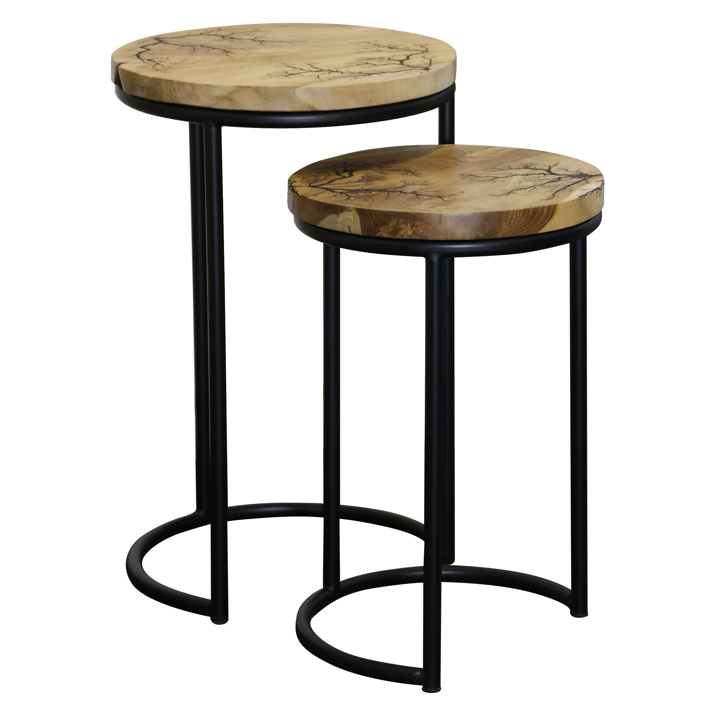 StyleCraft Home Winter Nesting Side Tables - Round - Natural Brown ...