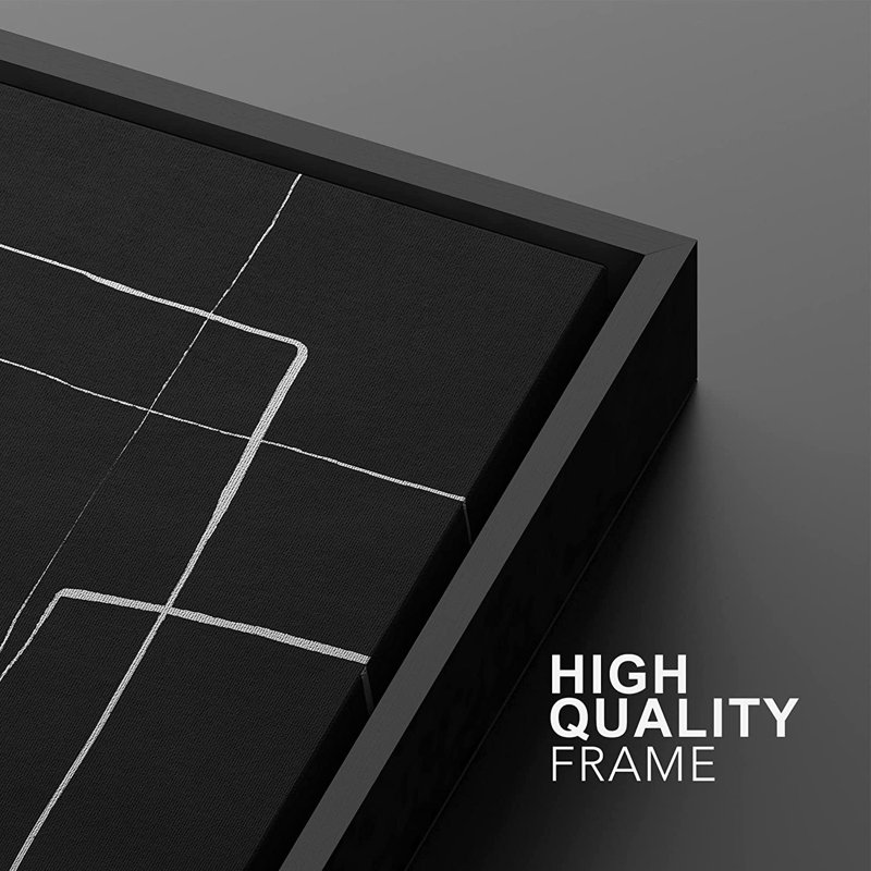 IDEA4WALL BAW Framed Canvas Print Wall Art Black And White Line Art ...