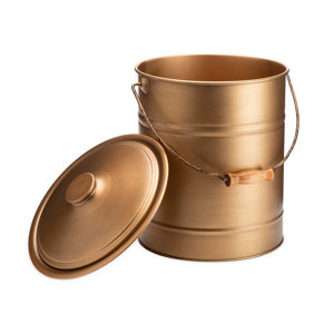 Plow & Hearth Galvanized Steel Ash Bucket with Handle, Lid and Double ...