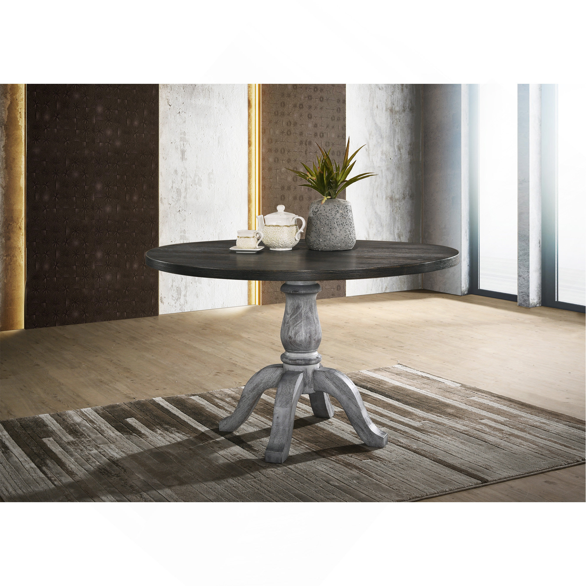 August Grove® Iris Round Pedestal Wood Dining Table | Wayfair