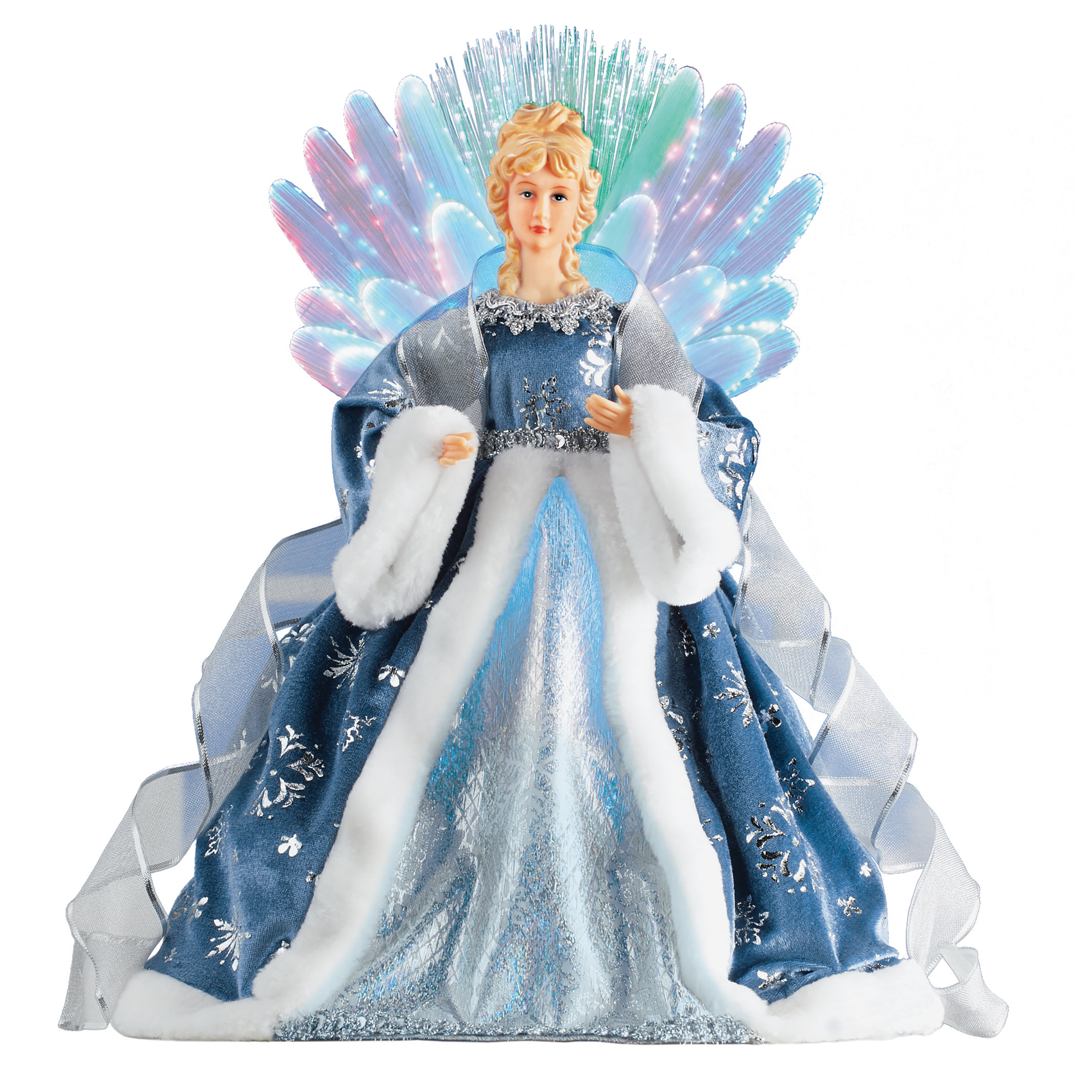 The Holiday Aisle® Fiber Optic Holiday Snowflake Angel In Blue Dress ...