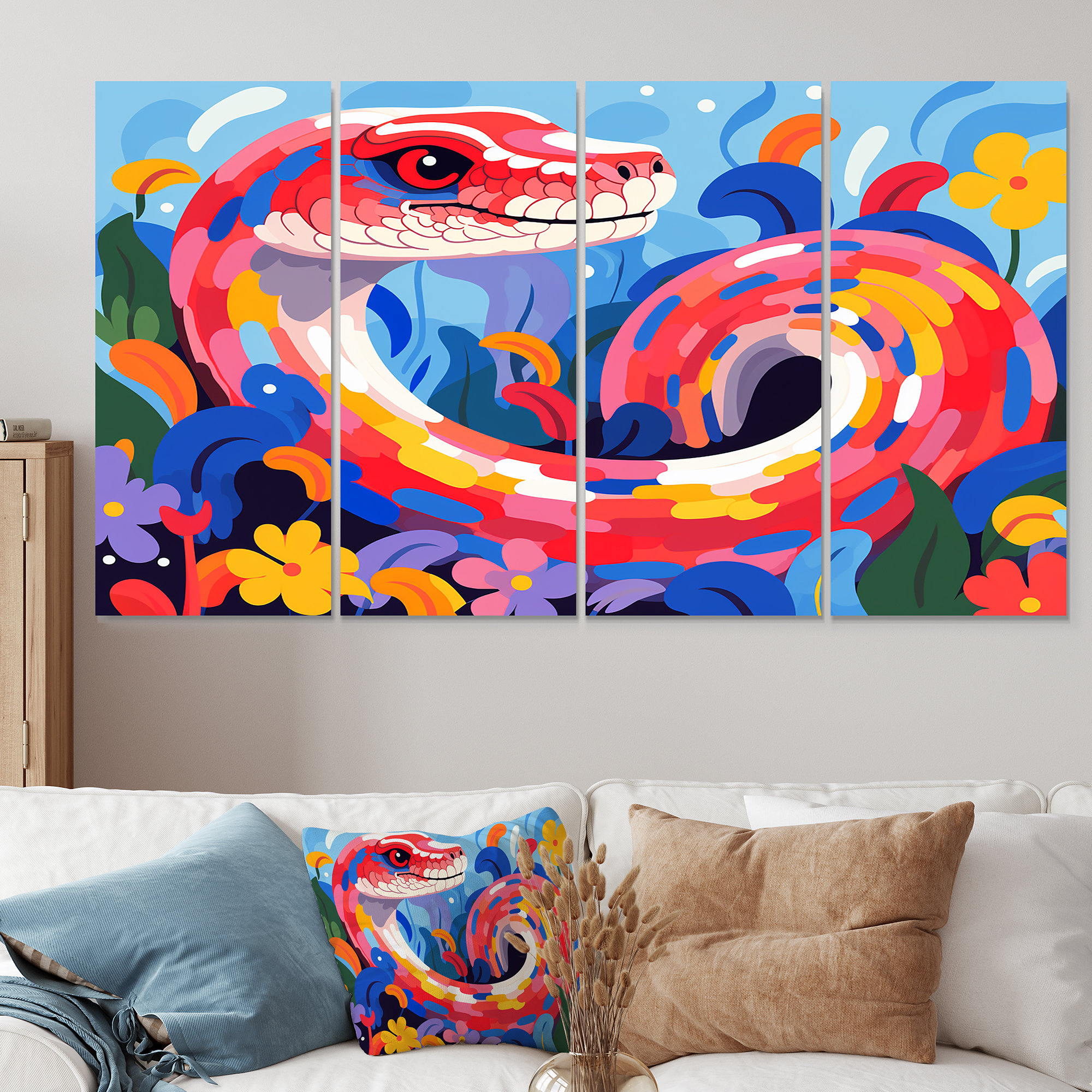 Winston Porter Popart Snakes Grace - Snake 4 Piece Wall Art Set | Wayfair