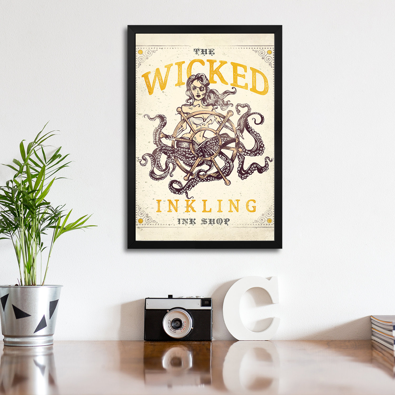 Trinx Wicked Inkling Octopus Lady Premium Framed Posters | Wayfair