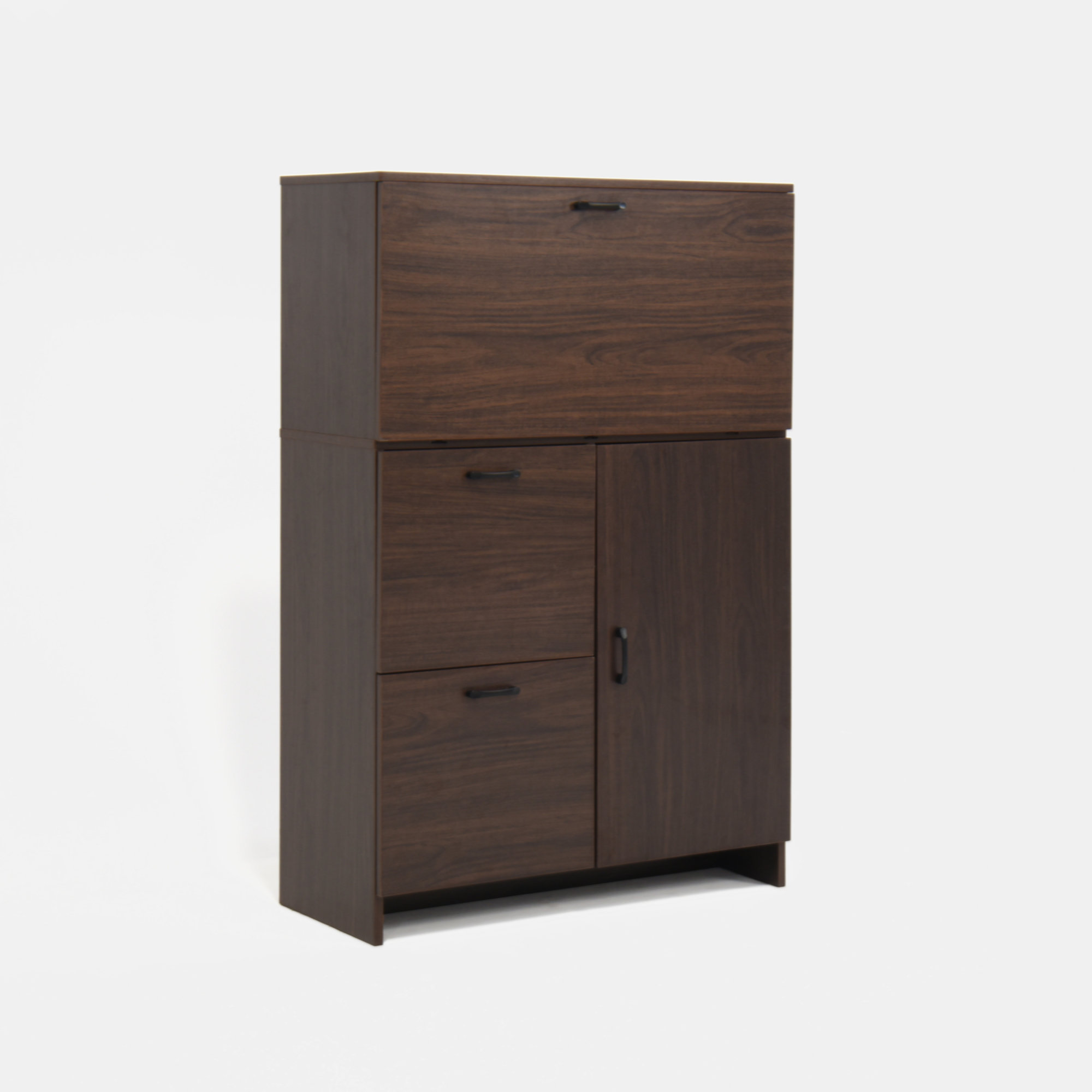 Millwood Pines Desk Cabinet, With Storage Drawer & Shelves, Fold-Up ...