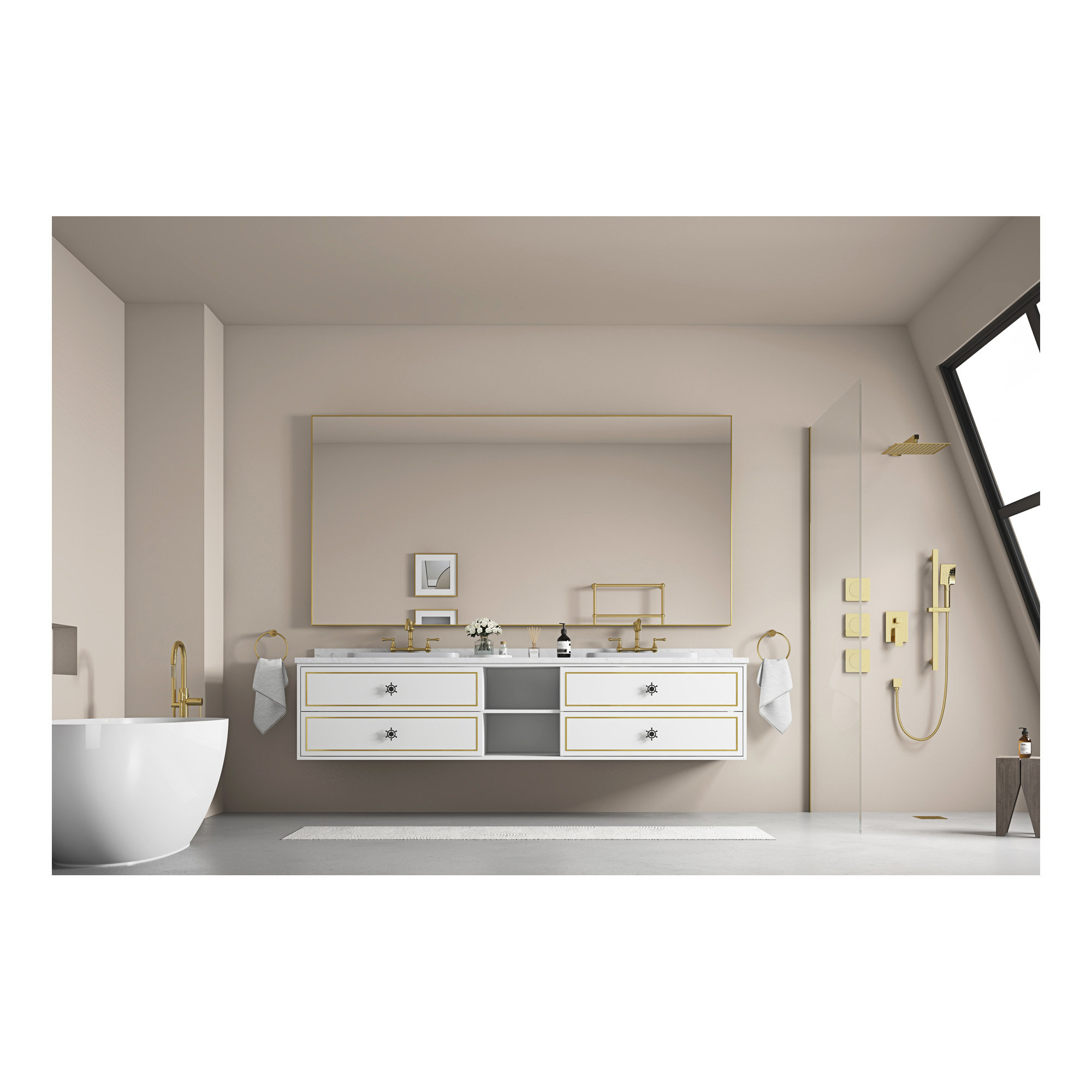 LIYU 84 x 48 Inch Bathroom Mirror With Aluminum Frame, Rectangle Wall ...