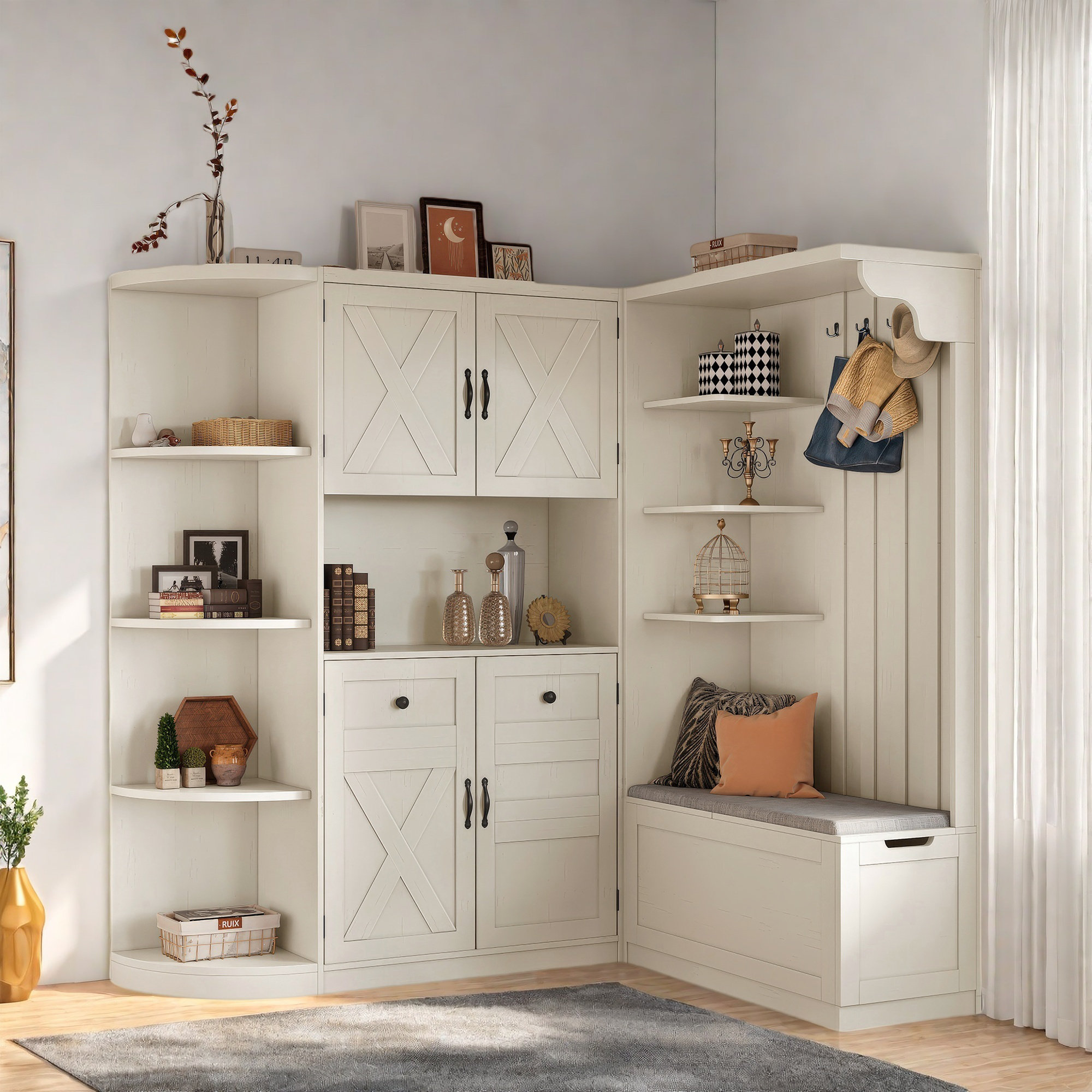 Gracie Oaks Multifunctional Left-right Combination Hall Cabinet With ...