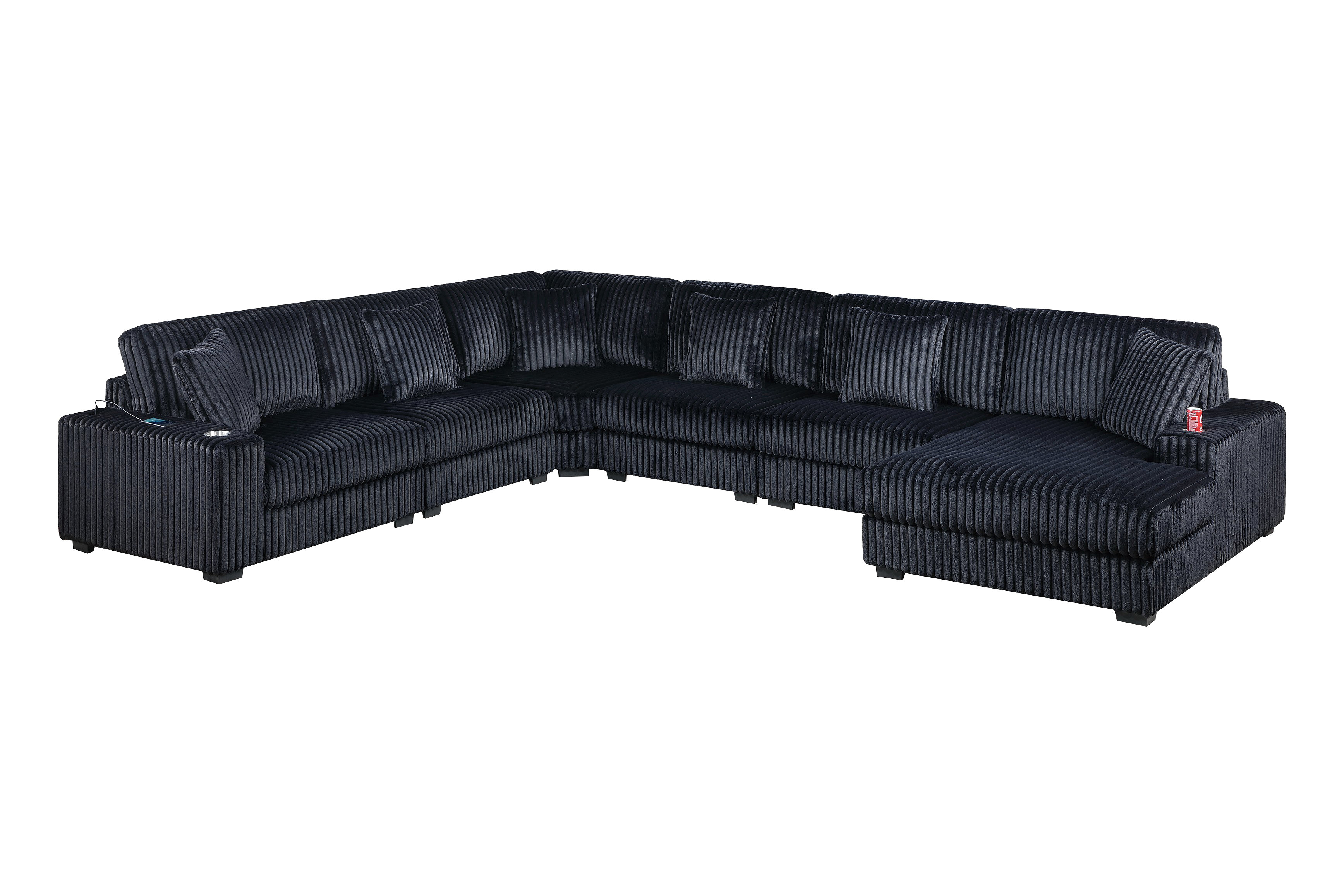 Latitude Run® Contemporary Style 6-Pc Modular Sectional Sofa Set Black ...