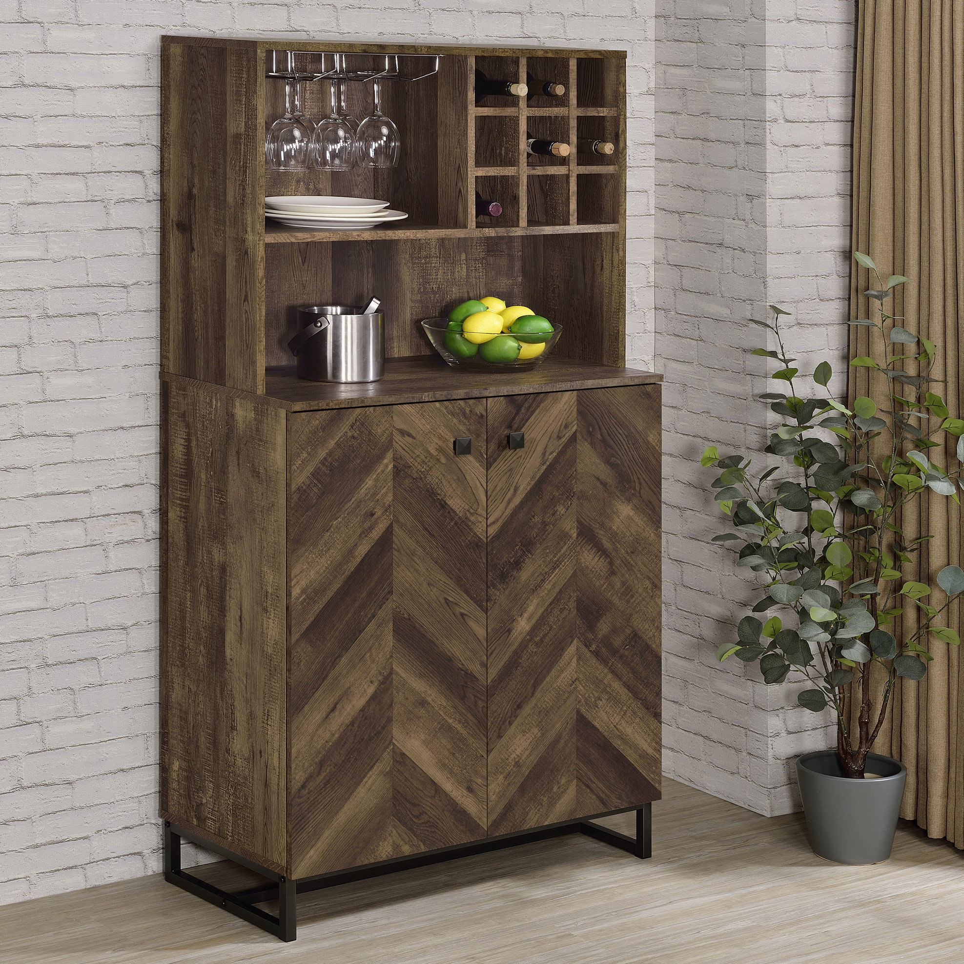 Trent Austin Design® 2-Doors Wine Cabinet With Rustic Oak Finish ...