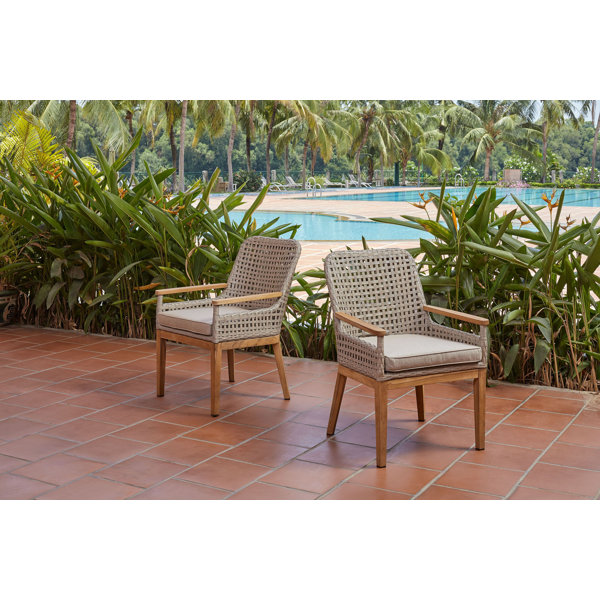 Winston August Teak & All-Weather Weave Patio Dining Chairs | Wayfair