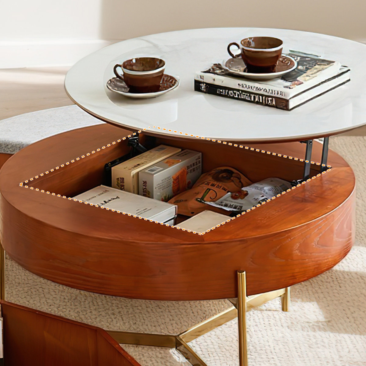 Brayden Studio® Doughlin Modern Round Lift-Top Coffee Table In White ...