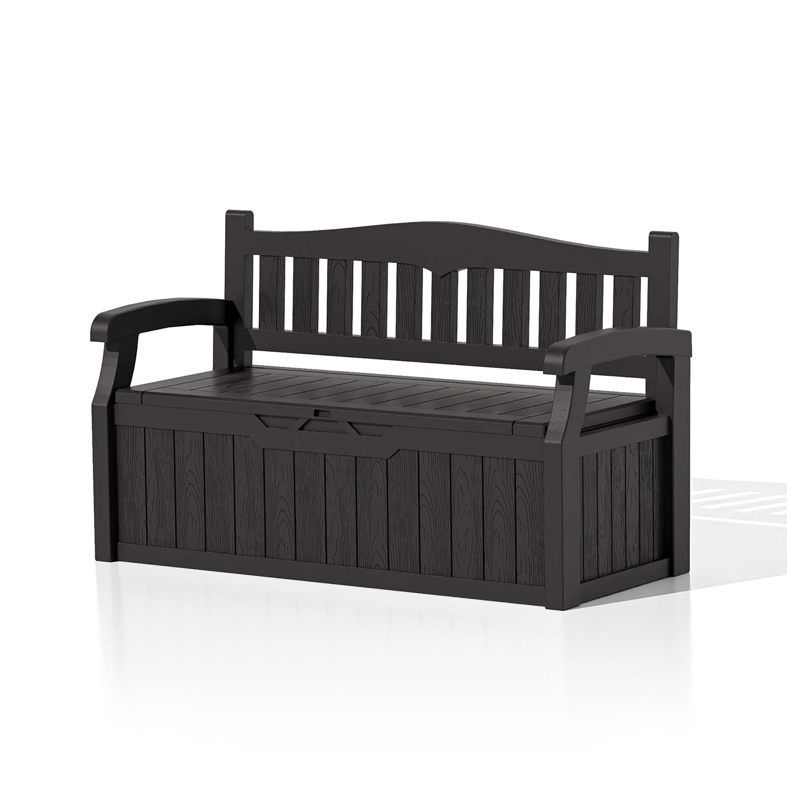 Patiowell 70 Gallons Storage Bench Durable Resin Outdoor Storage Deck ...