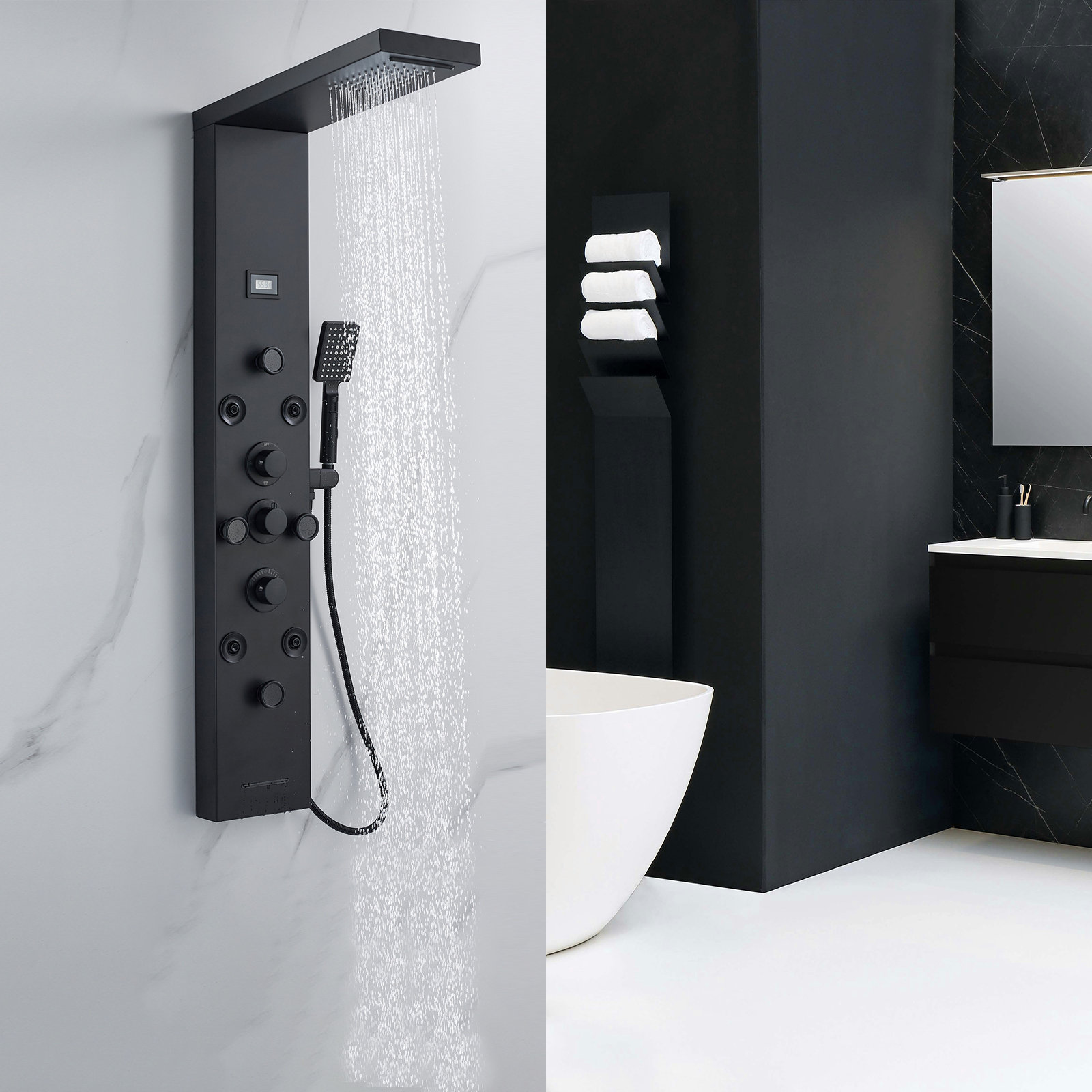 Build Your Home 8-Jet Rainfall Shower Panel System Tower With Rainfall ...