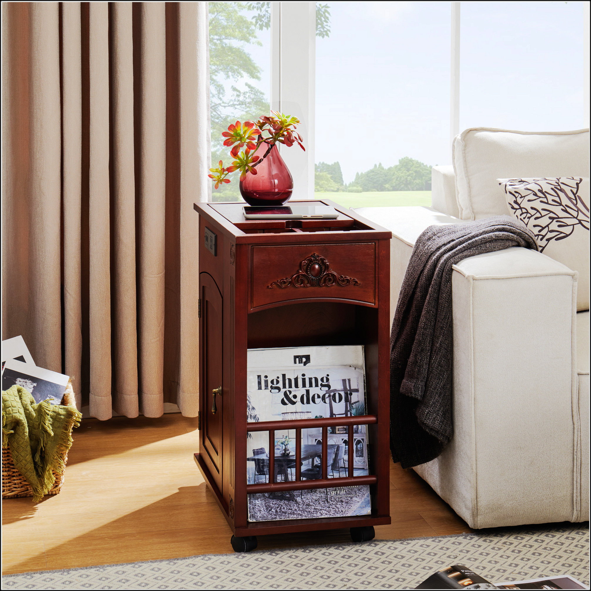 Astoria Grand Powered Traditional End Table With Charging Station | Wayfair
