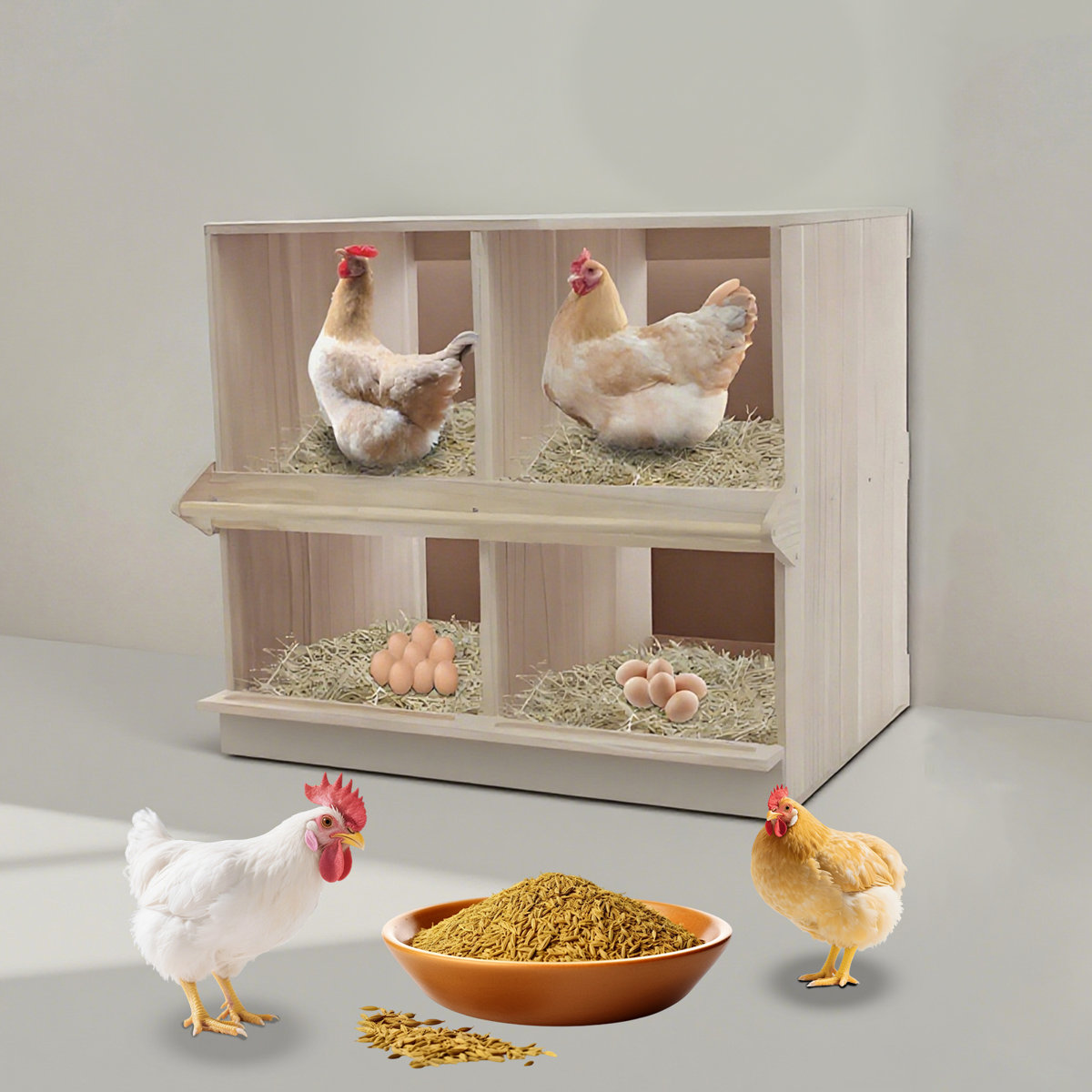 Ophelia & Co. 4 Compartment Wooden Nesting Boxes For Chickens With ...