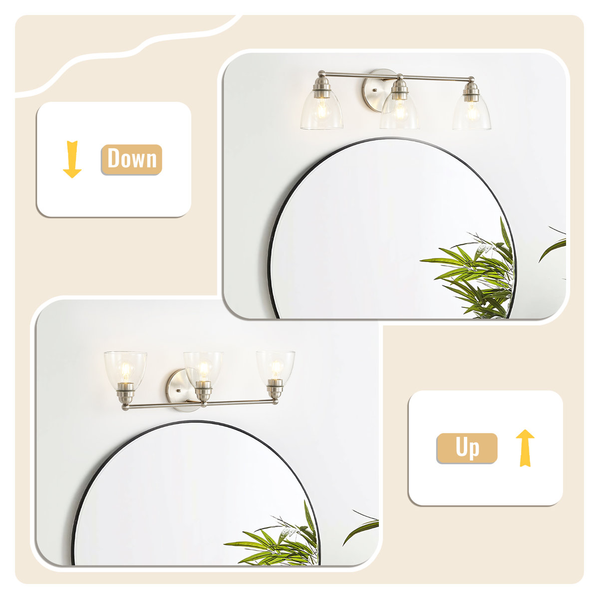 Breakwater Bay Modern Nickel Bathroom Vanity Light with Clear Shade ...