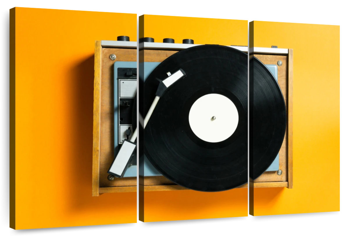 Ebern Designs Abarca Retro Yellow Record Player | Wayfair