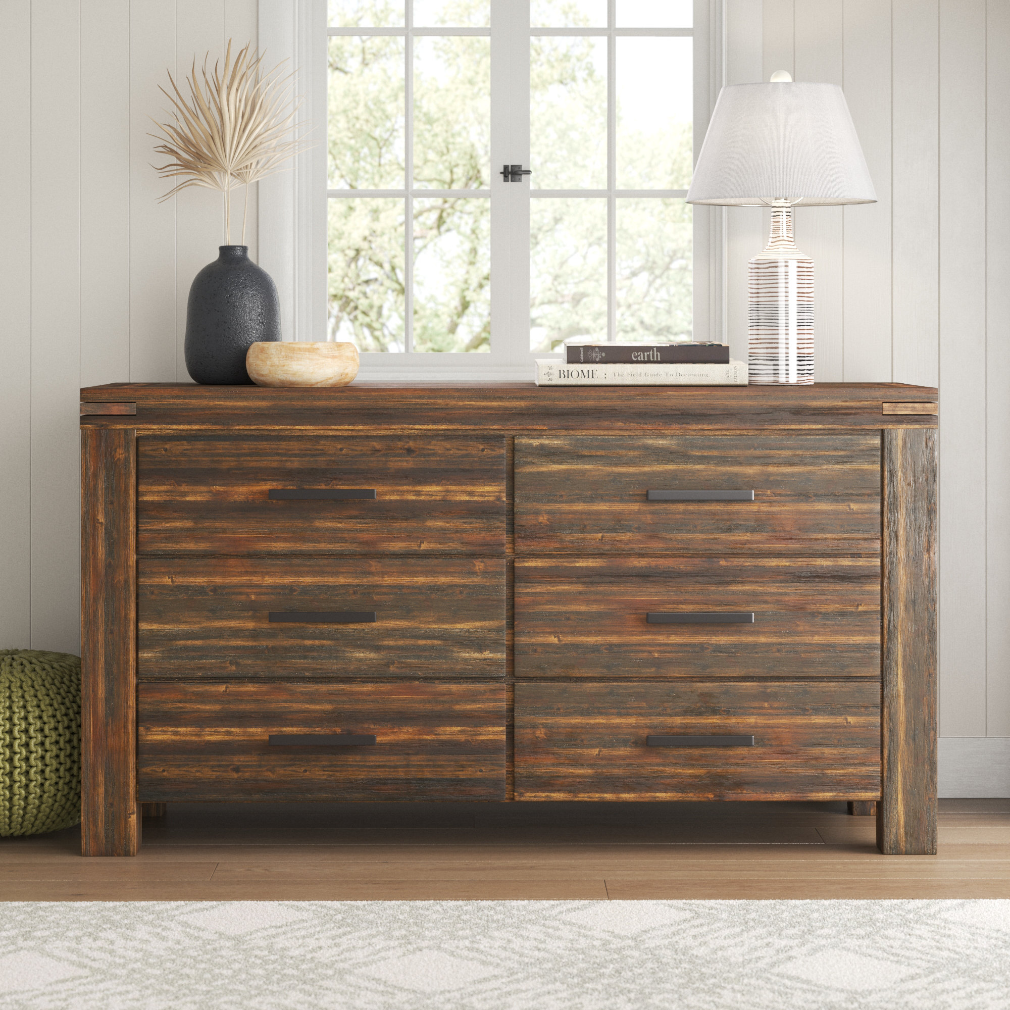 Canora Grey Kaicey 6 Drawer 66" W Solid Wood Double Dresser & Reviews ...