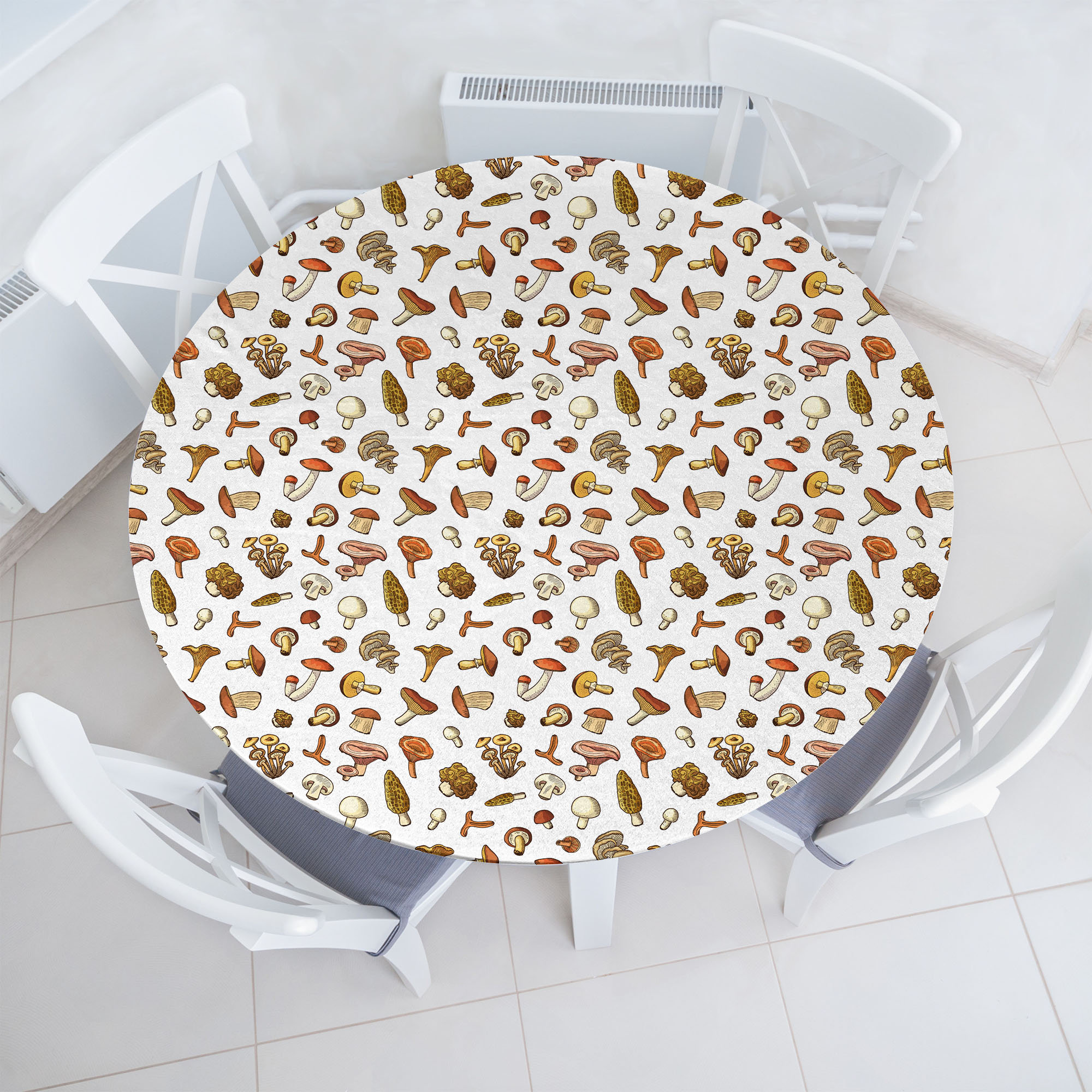 Mercer41 Cartoon Fitted Round Tablecloth Diameter Redwood Burnt Sienna ...