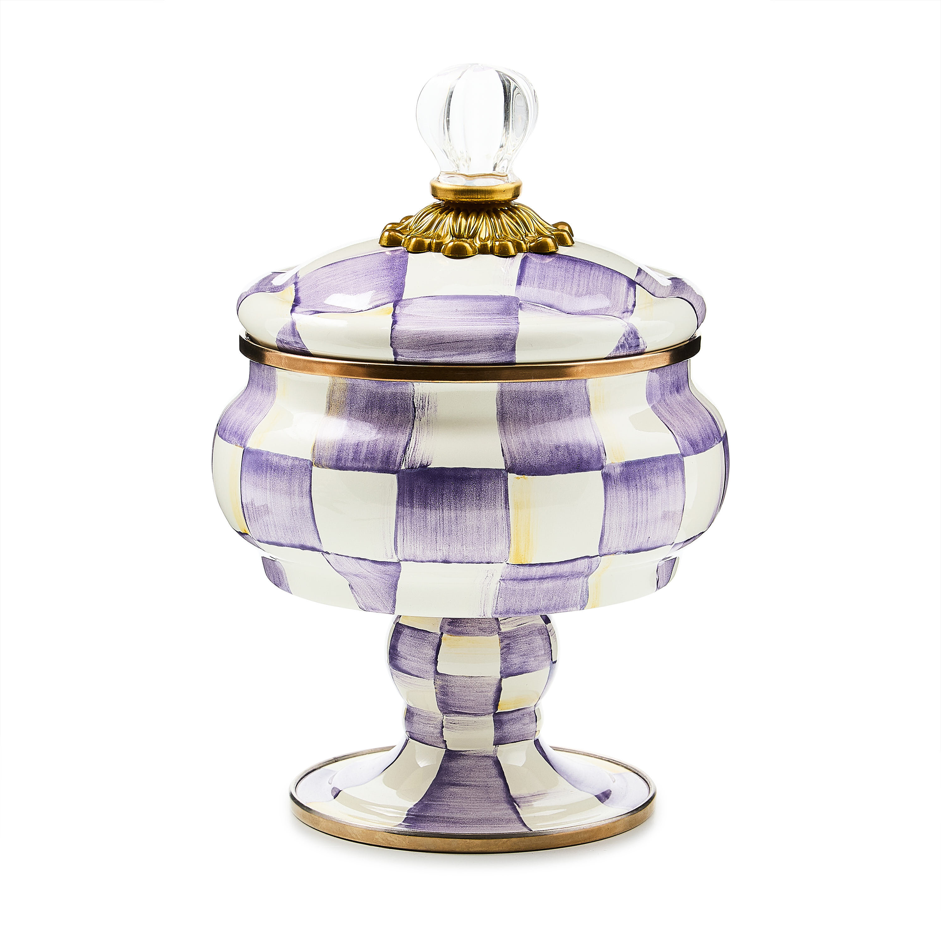 MacKenzie-Childs Violet Check Curiosity Pot | Wayfair
