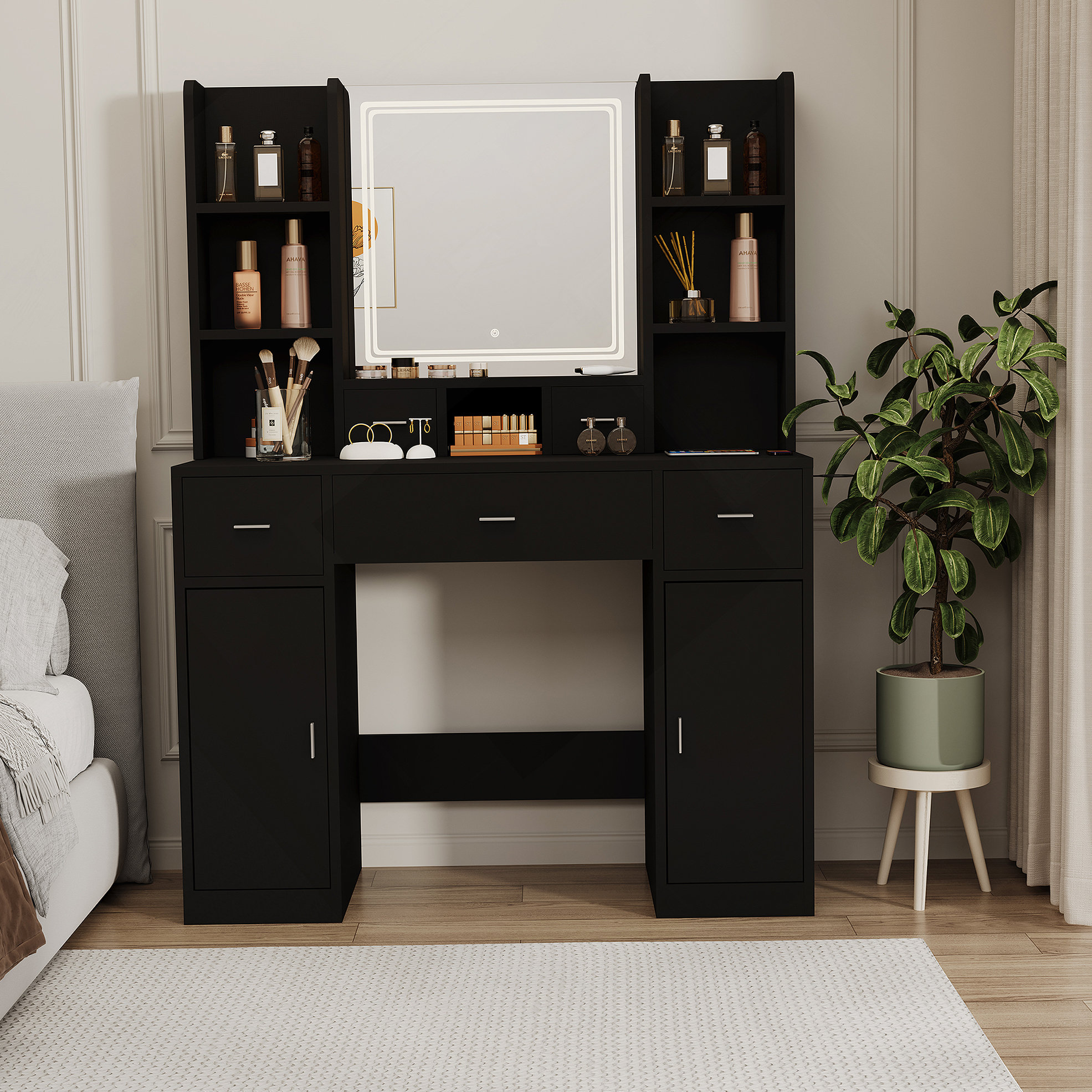 Ivy Bronx Newly designed smart mirror dressing table with drawers and ...
