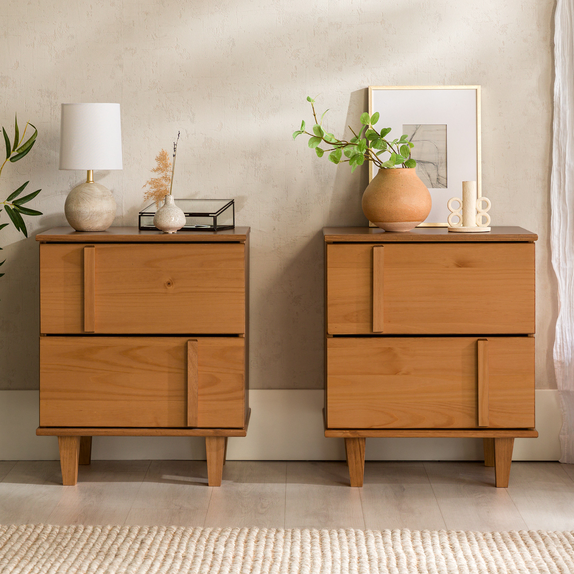 Solid wood nightstand set of 2 store