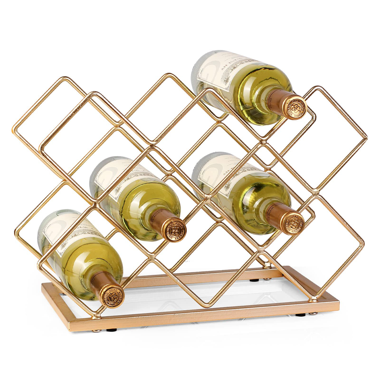 Mercer41 Countertop Wine Rack - Freestanding Modern Metal Small Wine ...