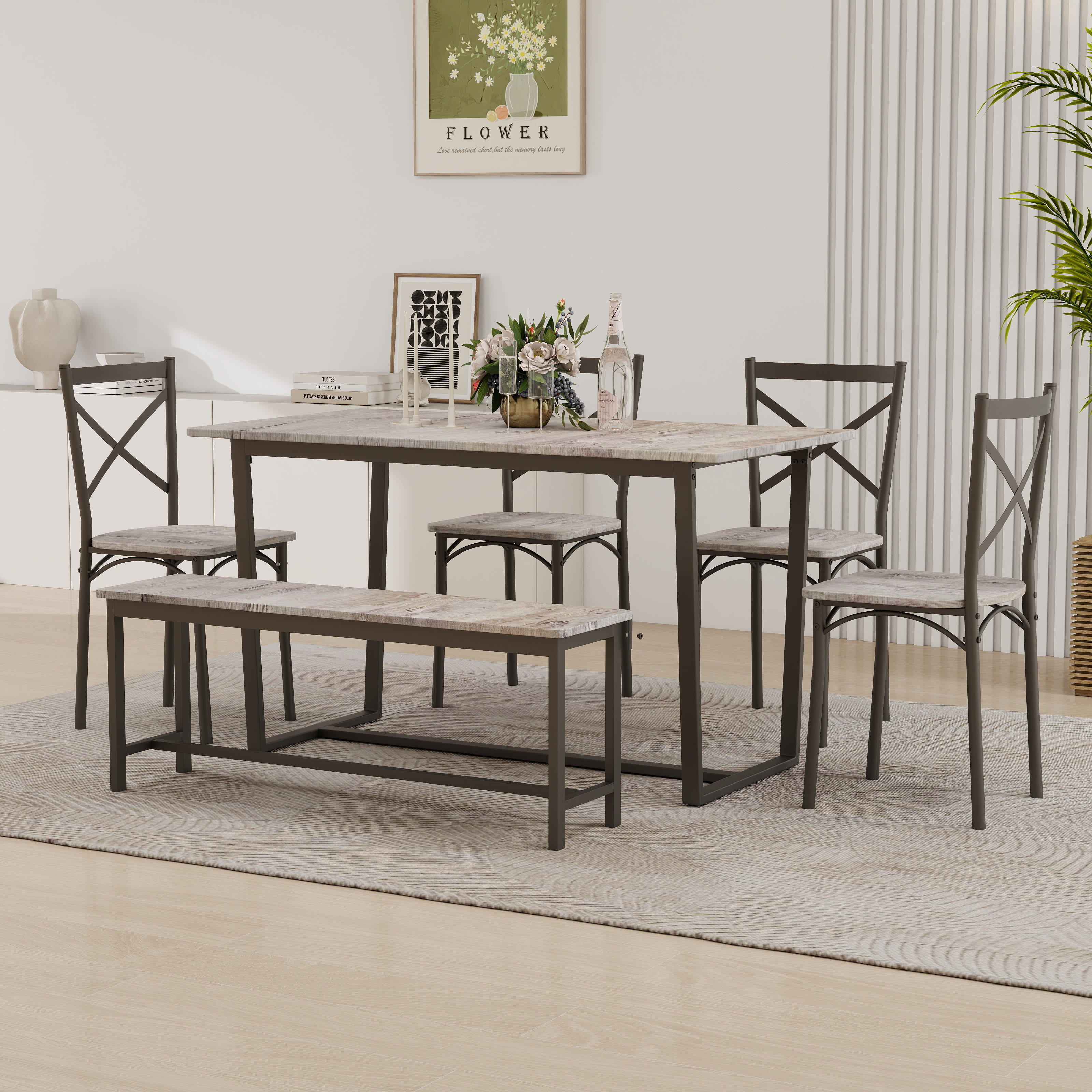 Gracie Oaks 6 Pieces Dining Set Kitchen Table Set Perfect For Kitchen ...