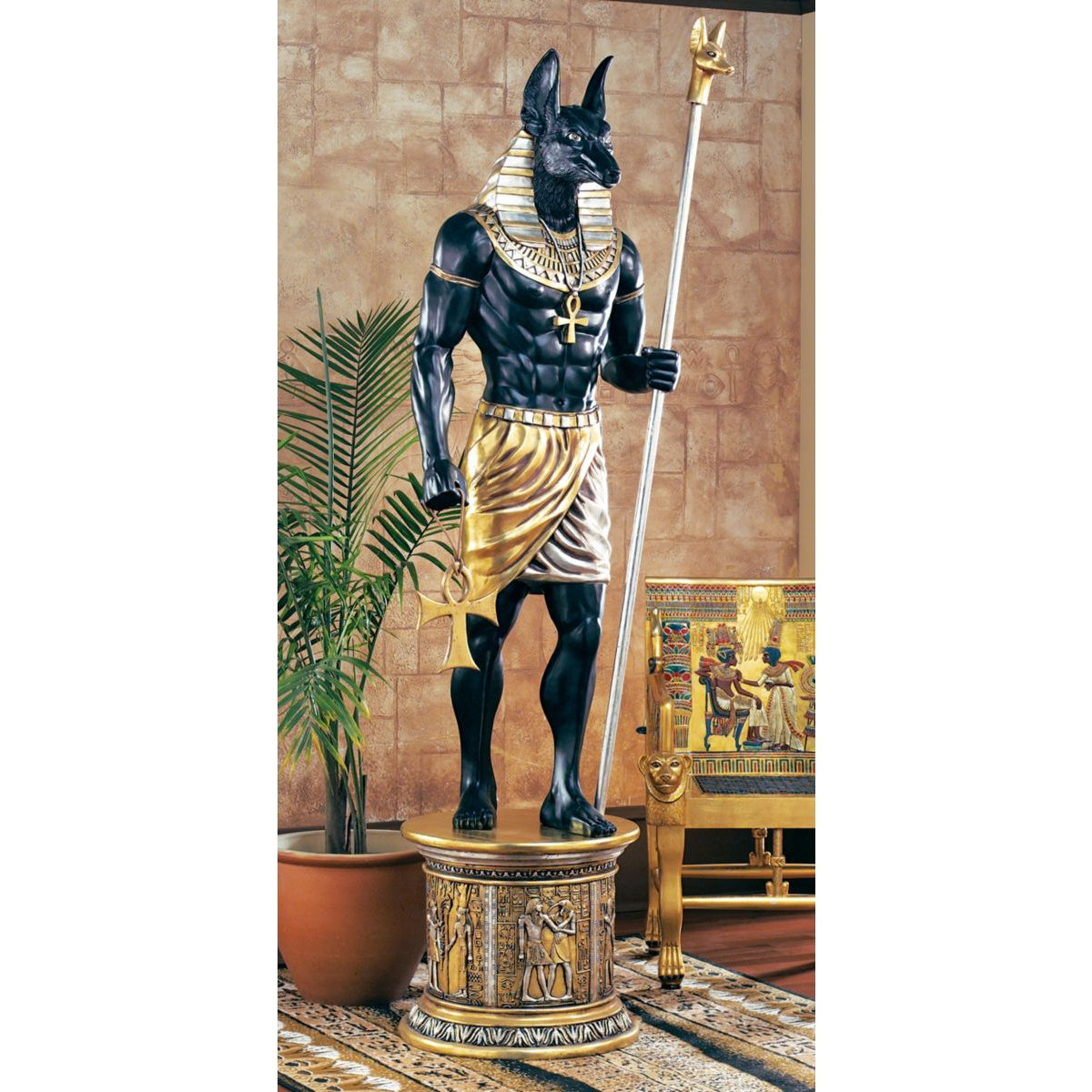 Design Toscano Egyptian Grand Ruler Anubis Statue with Pedestal ...