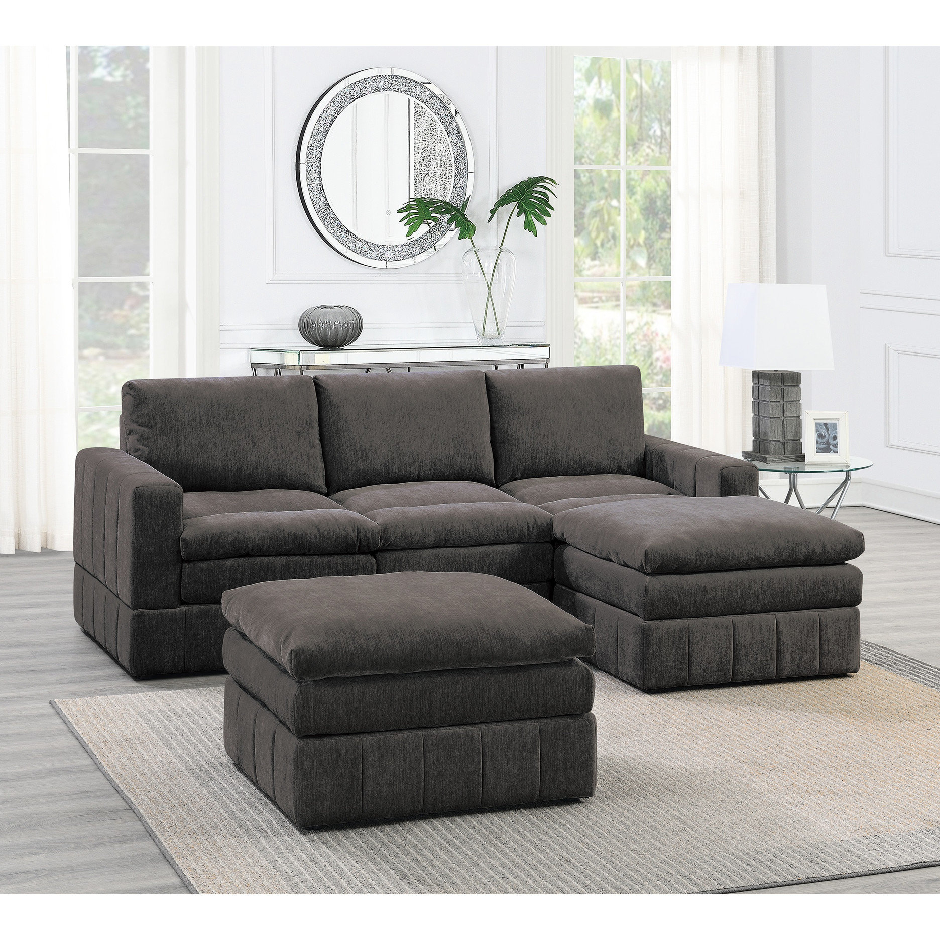 Latitude Run® 5pc Modular Sectional In Contemporary Style With Mink ...
