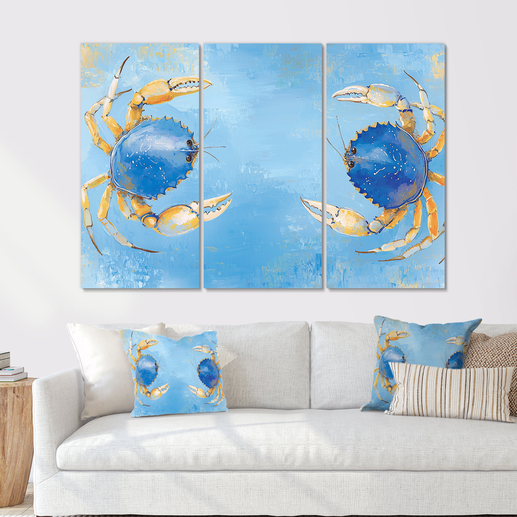 Beachcrest Home Blue Crab Battle At The Beach - Animals Wall Art Living ...